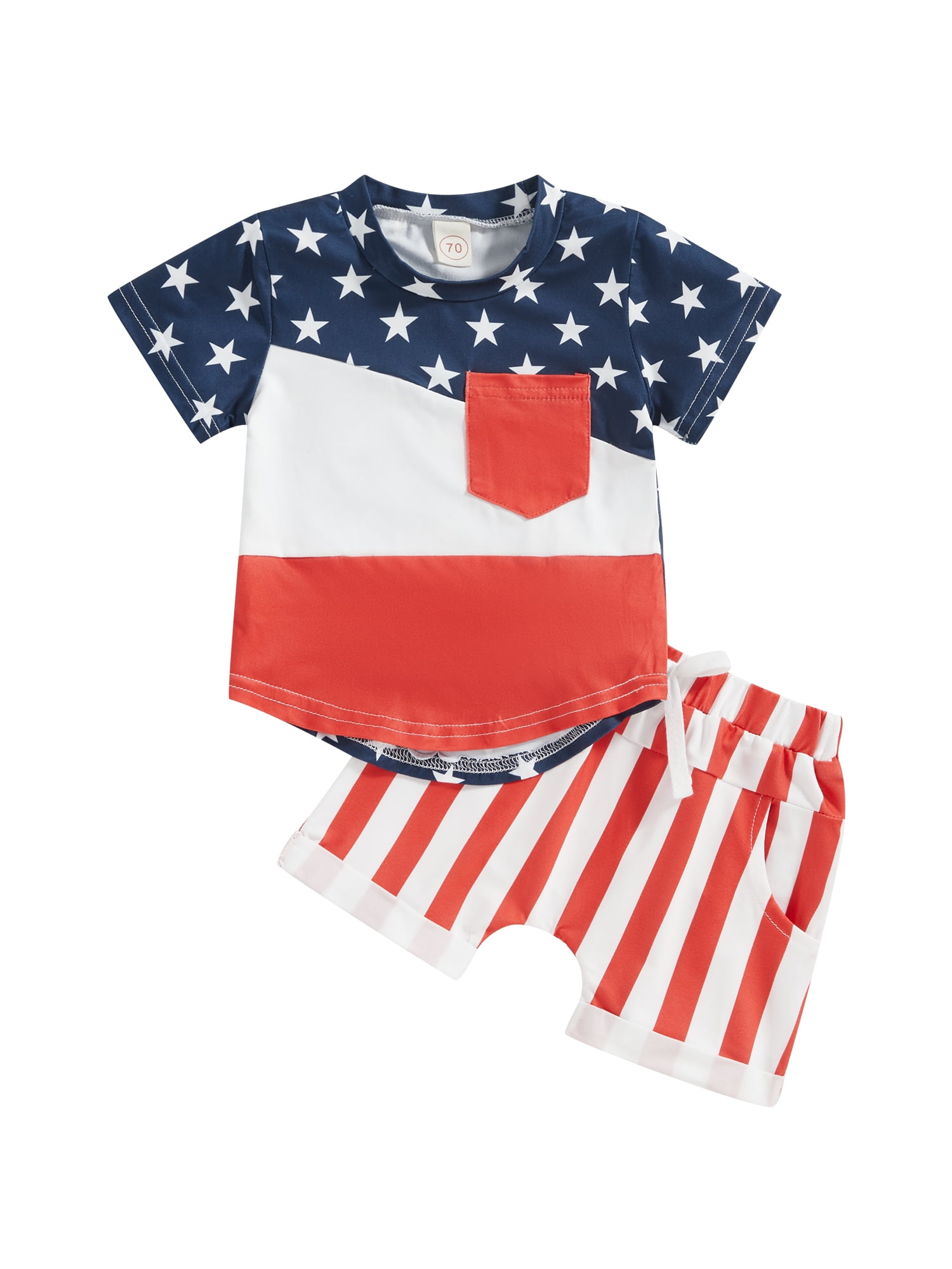BABAMOON Infant Toddler Baby Boy 4th of July Outfit American Flag Short Sleeve T-Shirt Top ...