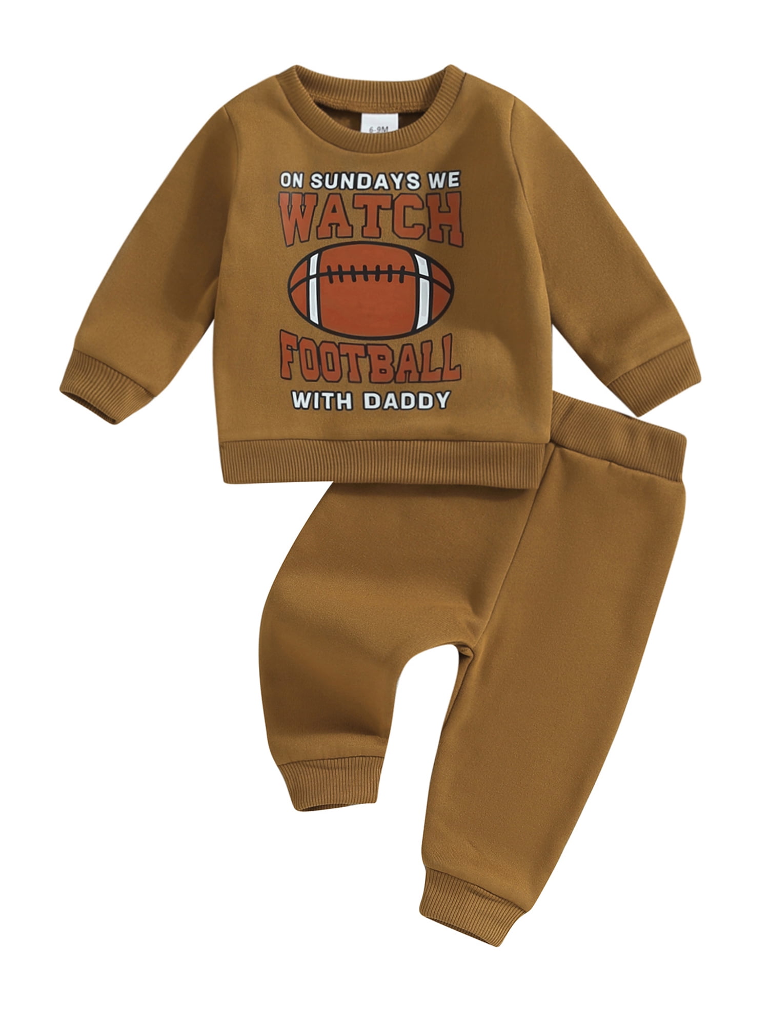 BABAMOON Infant Toddler Baby Boy Girl Fall Outfits Letter & Football Print Sweatshirt Tops and ...