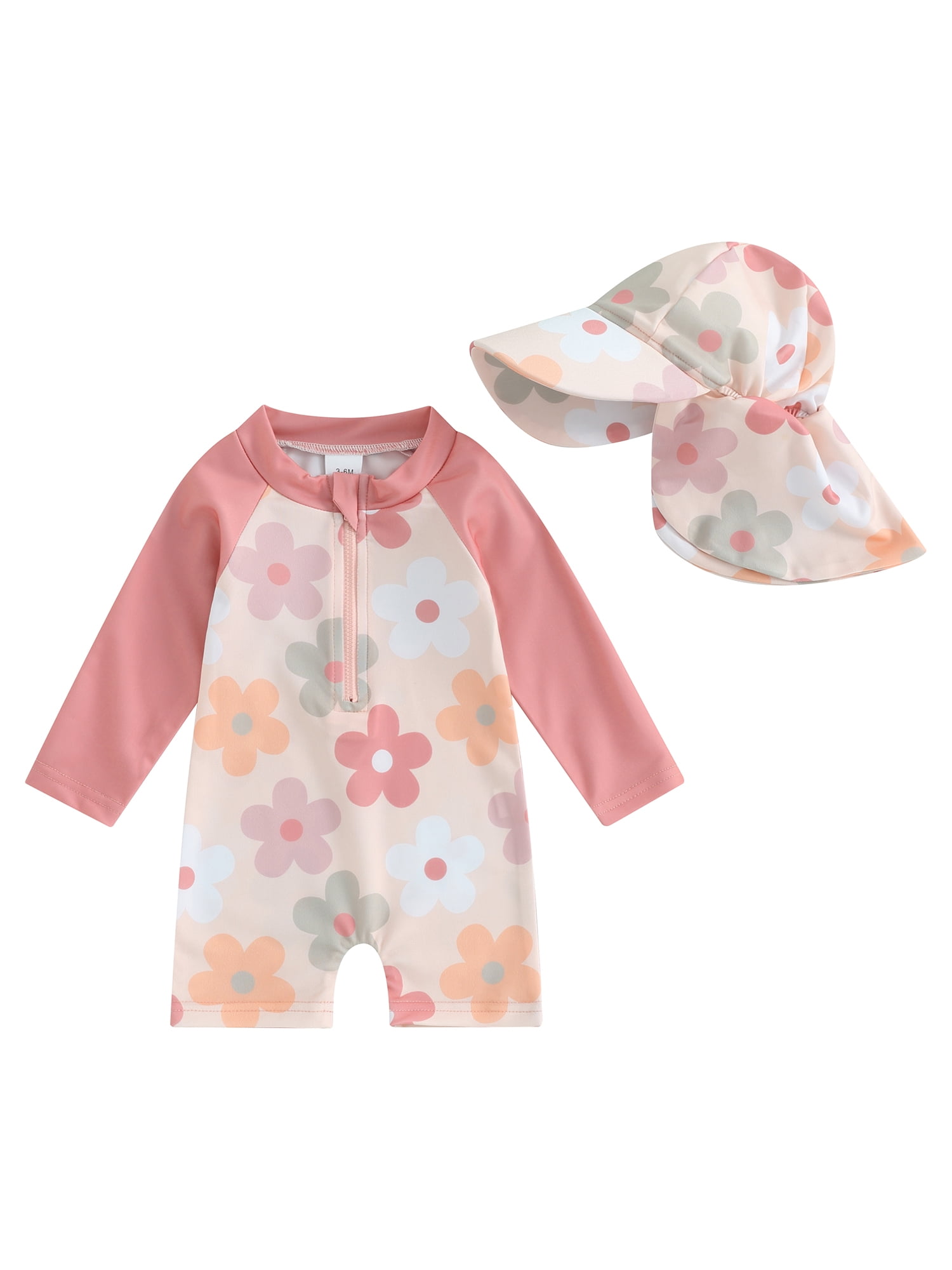BABAMOON Infant Toddler Baby Girls Beach Swimwear Long Sleeve Floral ...