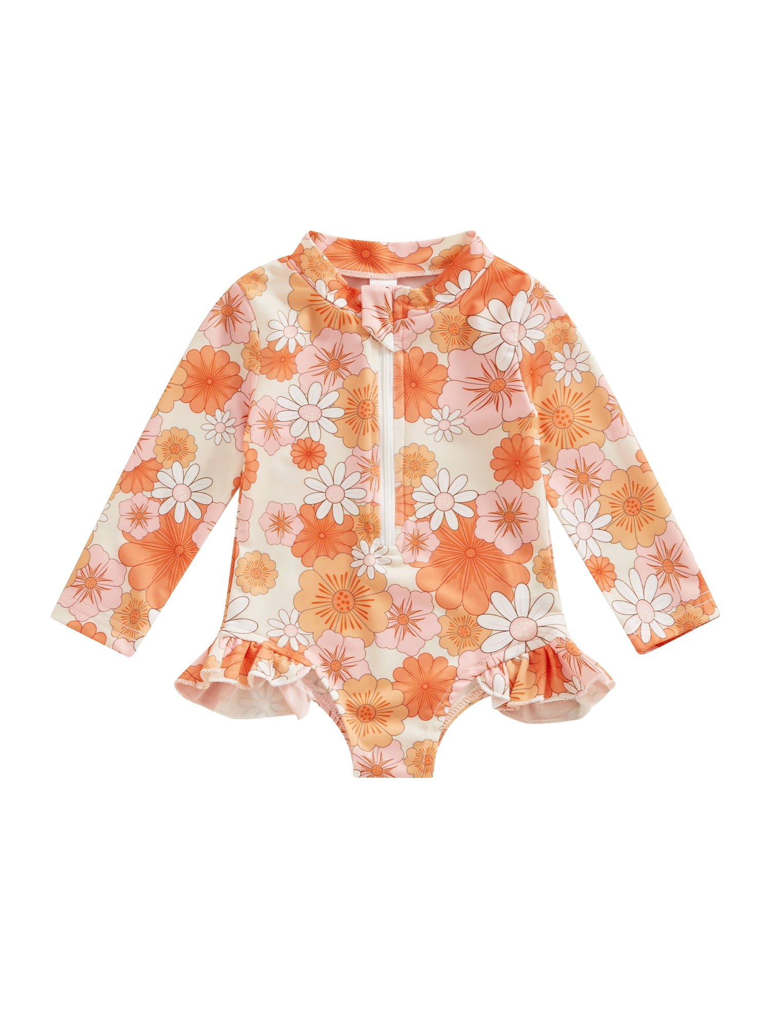 BABAMOON Infant Toddler Baby Girls Rash Guard Swimsuit Rompers Long Sleeve Flower/Shell/Flamingo ...