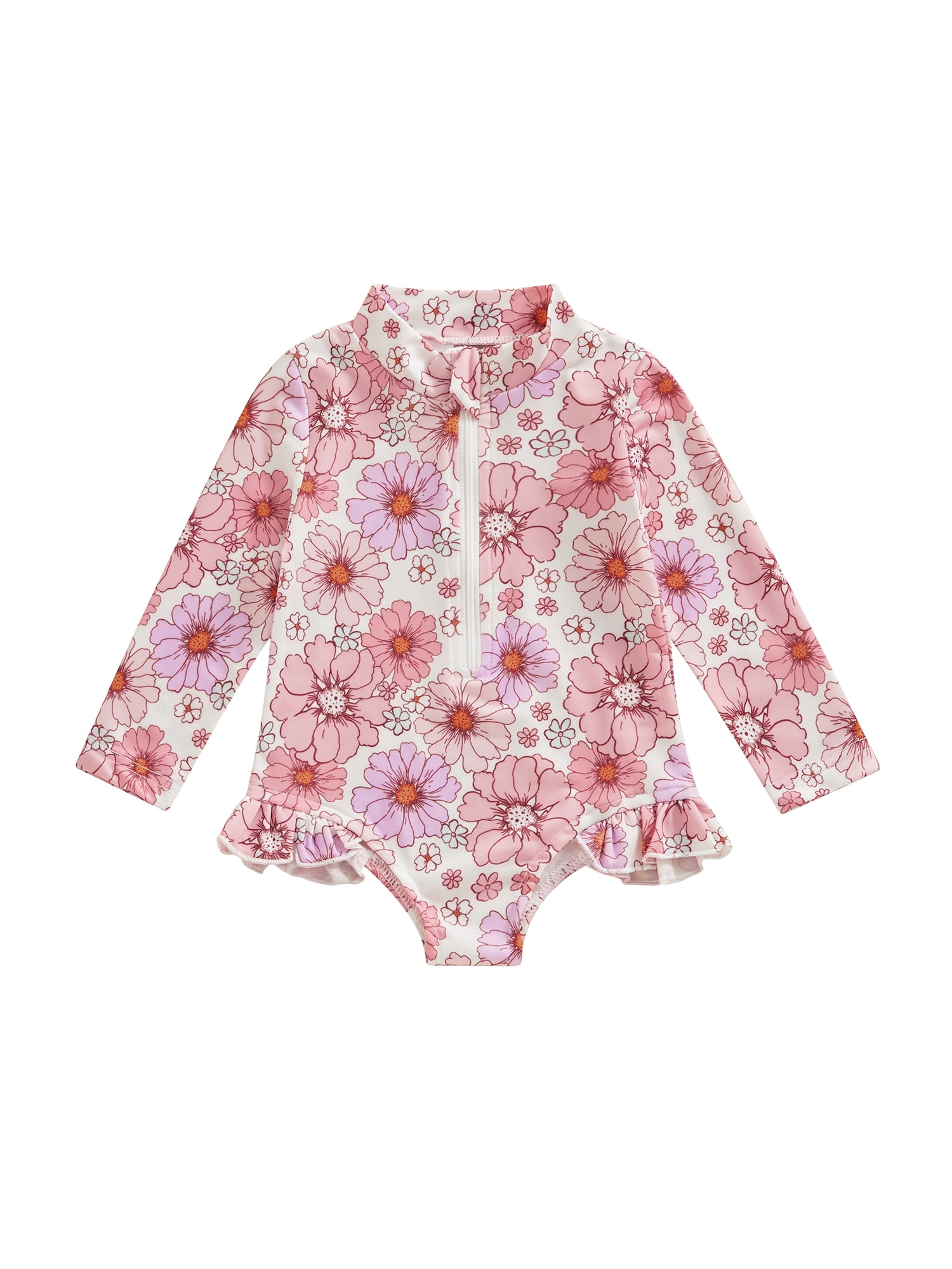 BABAMOON Infant Toddler Baby Girls Rash Guard Swimsuit Rompers Long Sleeve Flower/Shell/Flamingo ...
