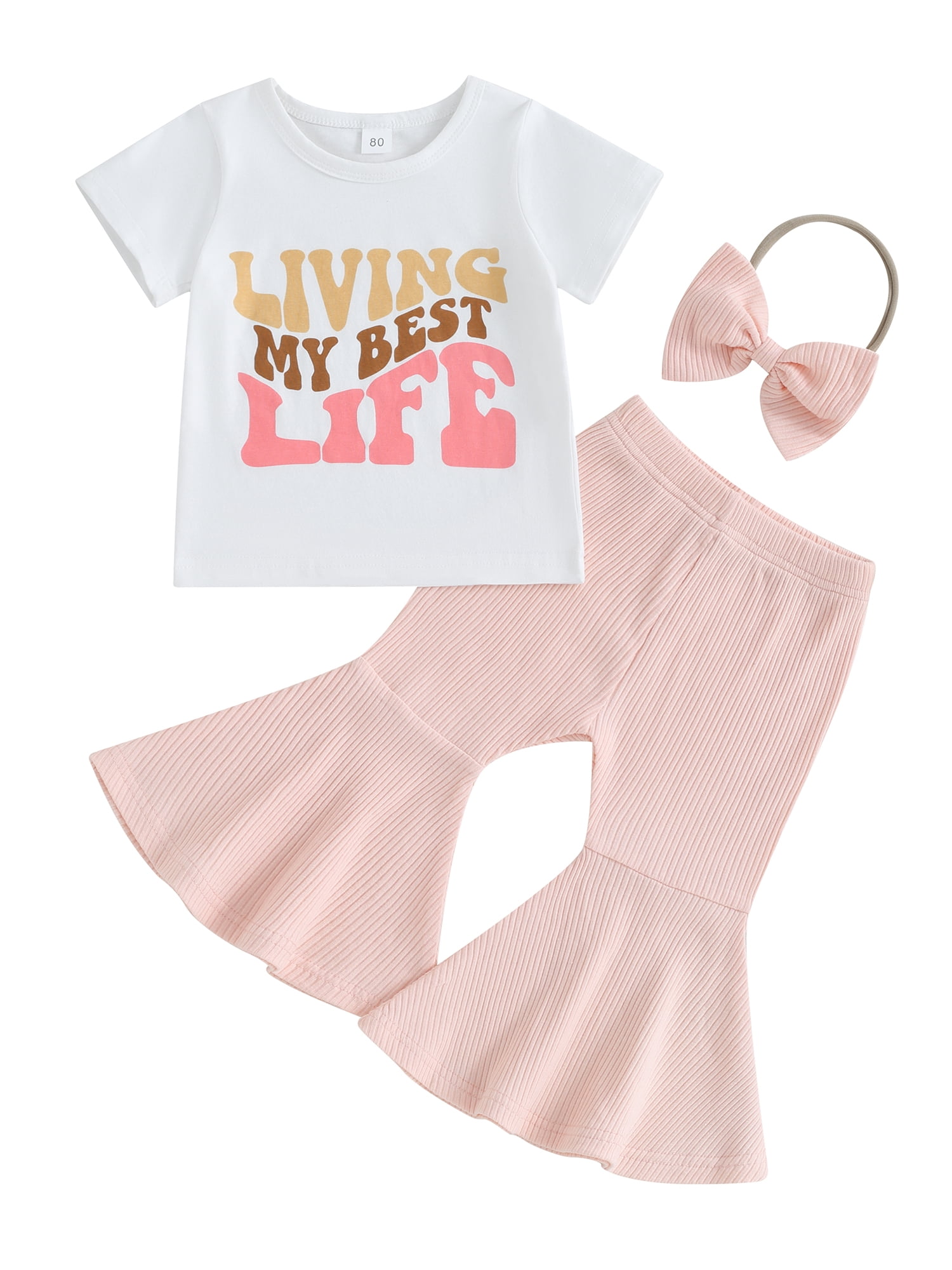 BABAMOON Infant Toddler Baby Girls Summer Clothes Short Sleeve Letters ...