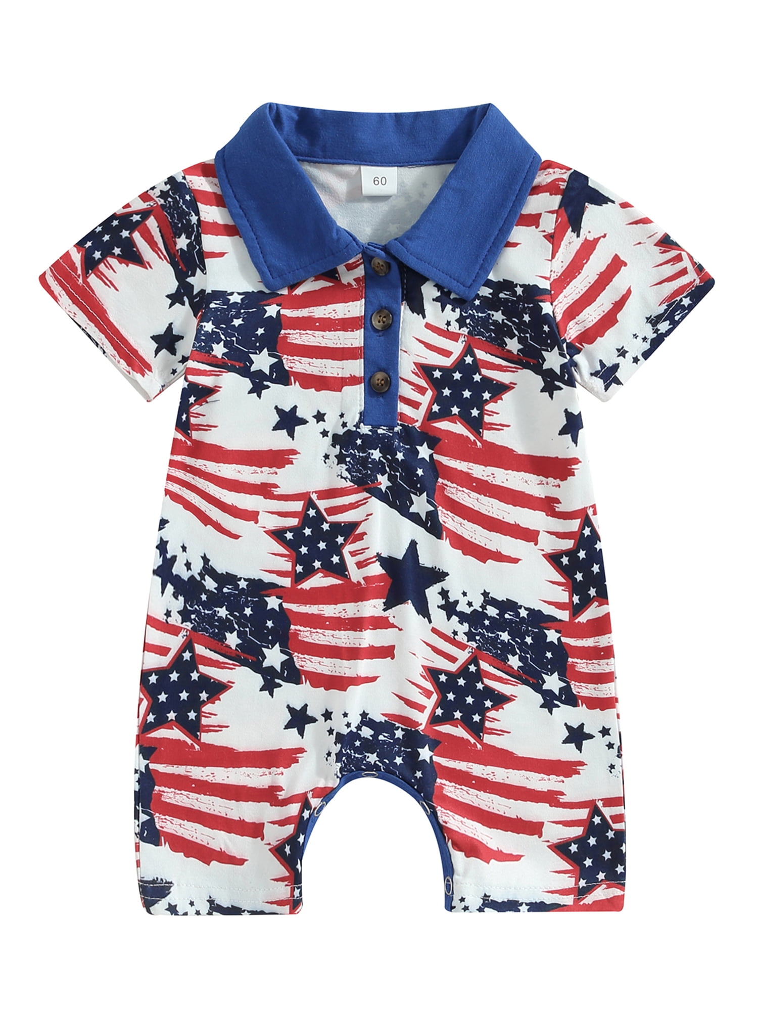 BABAMOON Newborn Baby Boy 4th of July Outfit USA Flag Short Sleeve Romper Jumpsuit Independence ...