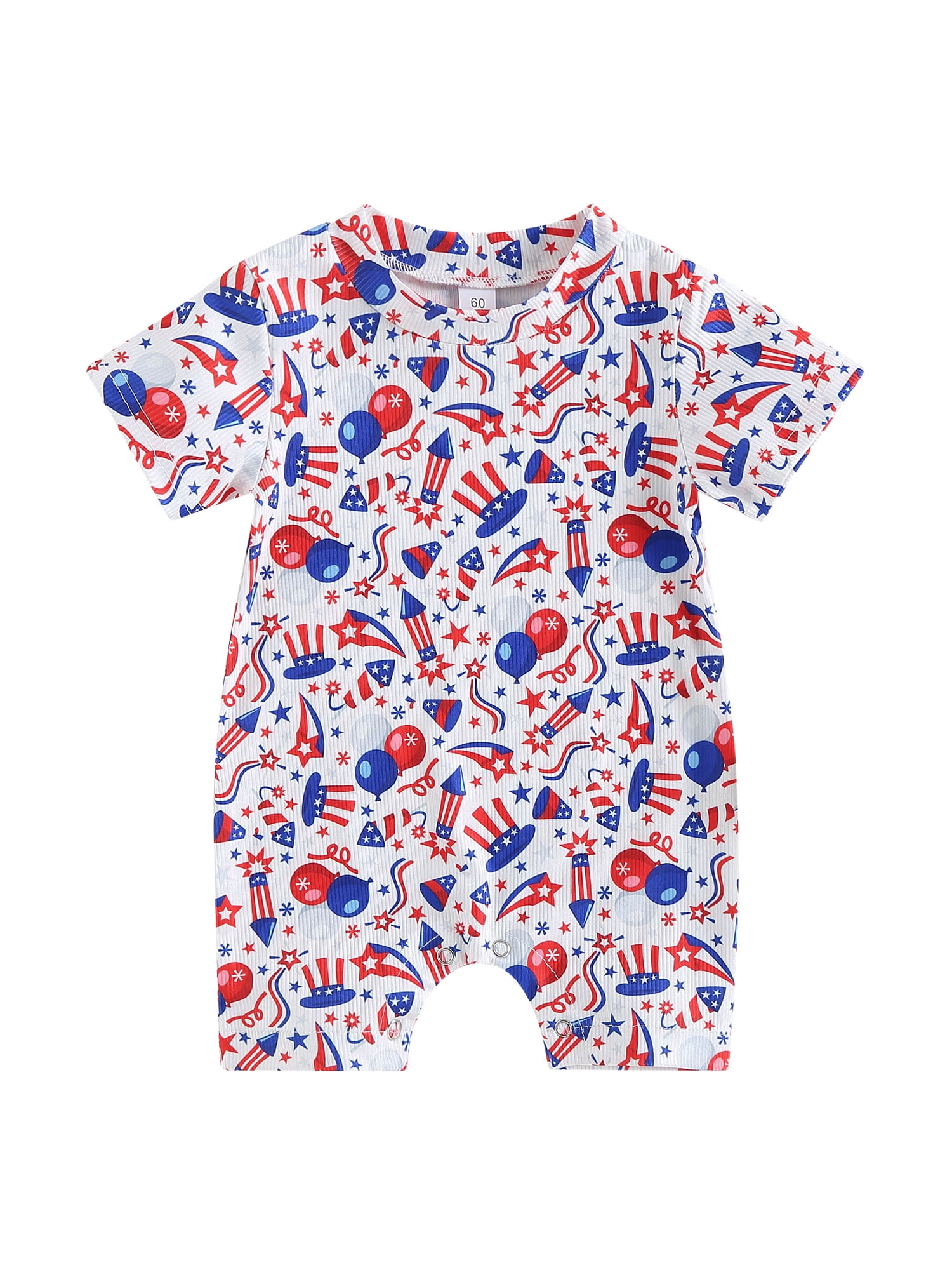 BABAMOON Newborn Baby Boy Girl 4th of July Outfit American Flag Short Sleeve Romper Cow Print ...