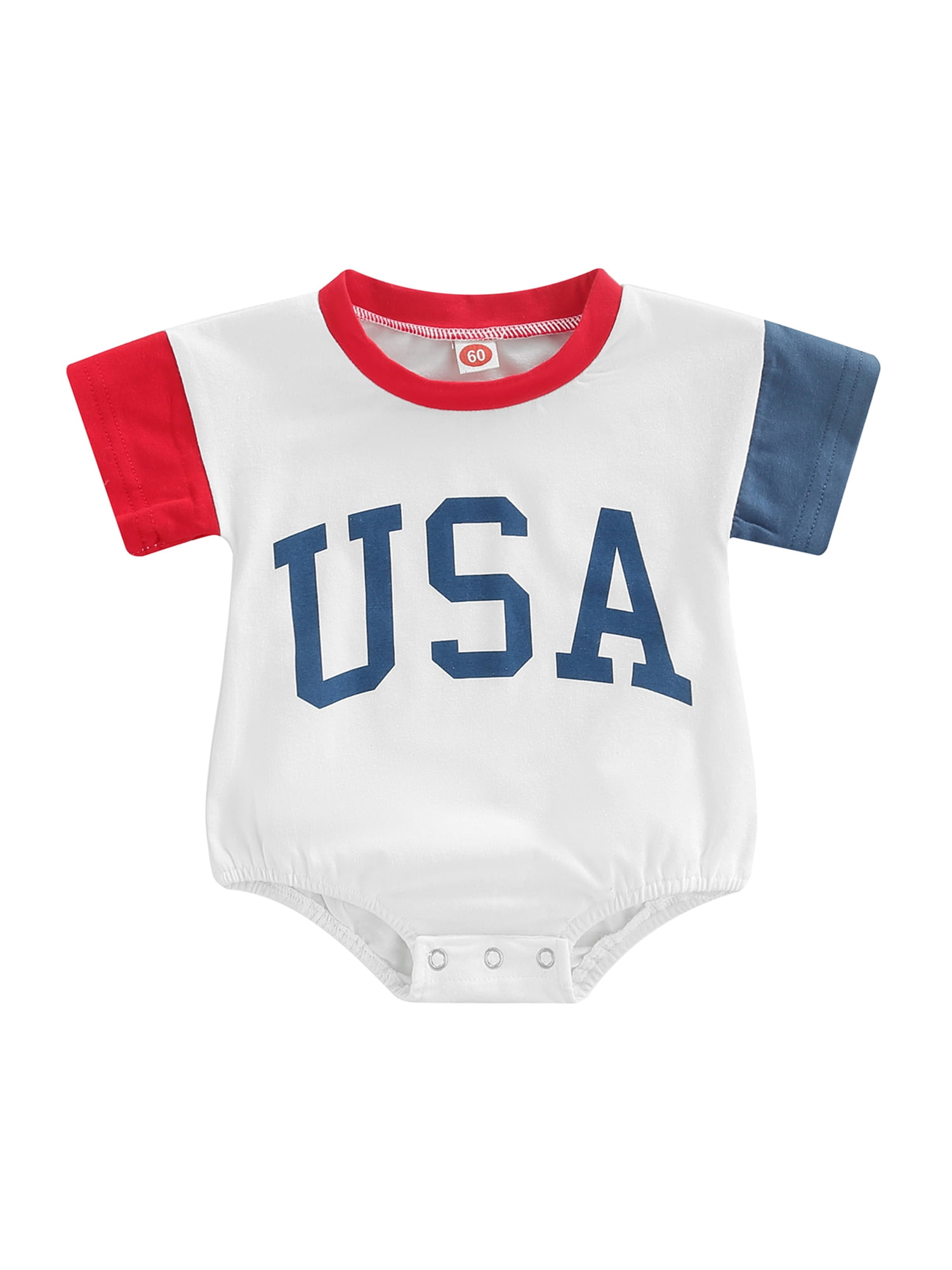 BABAMOON Newborn Baby Boy Girl 4th of July Outfit Oversized USA Romper American Flag ...