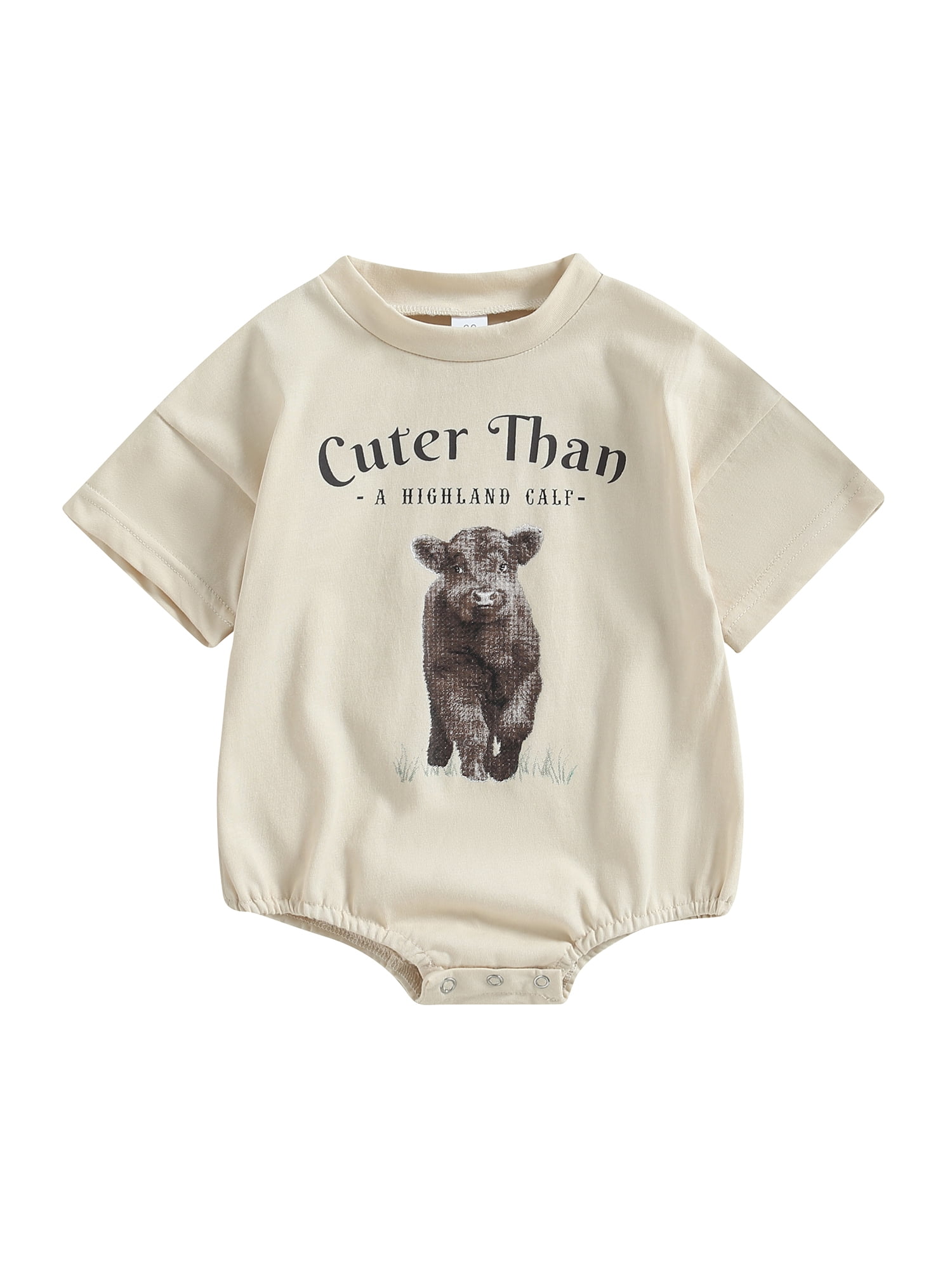 BABAMOON Newborn Baby Boy Girl Western Clothes Cow Print Bubble Romper Short Sleeve Bodysuit ...