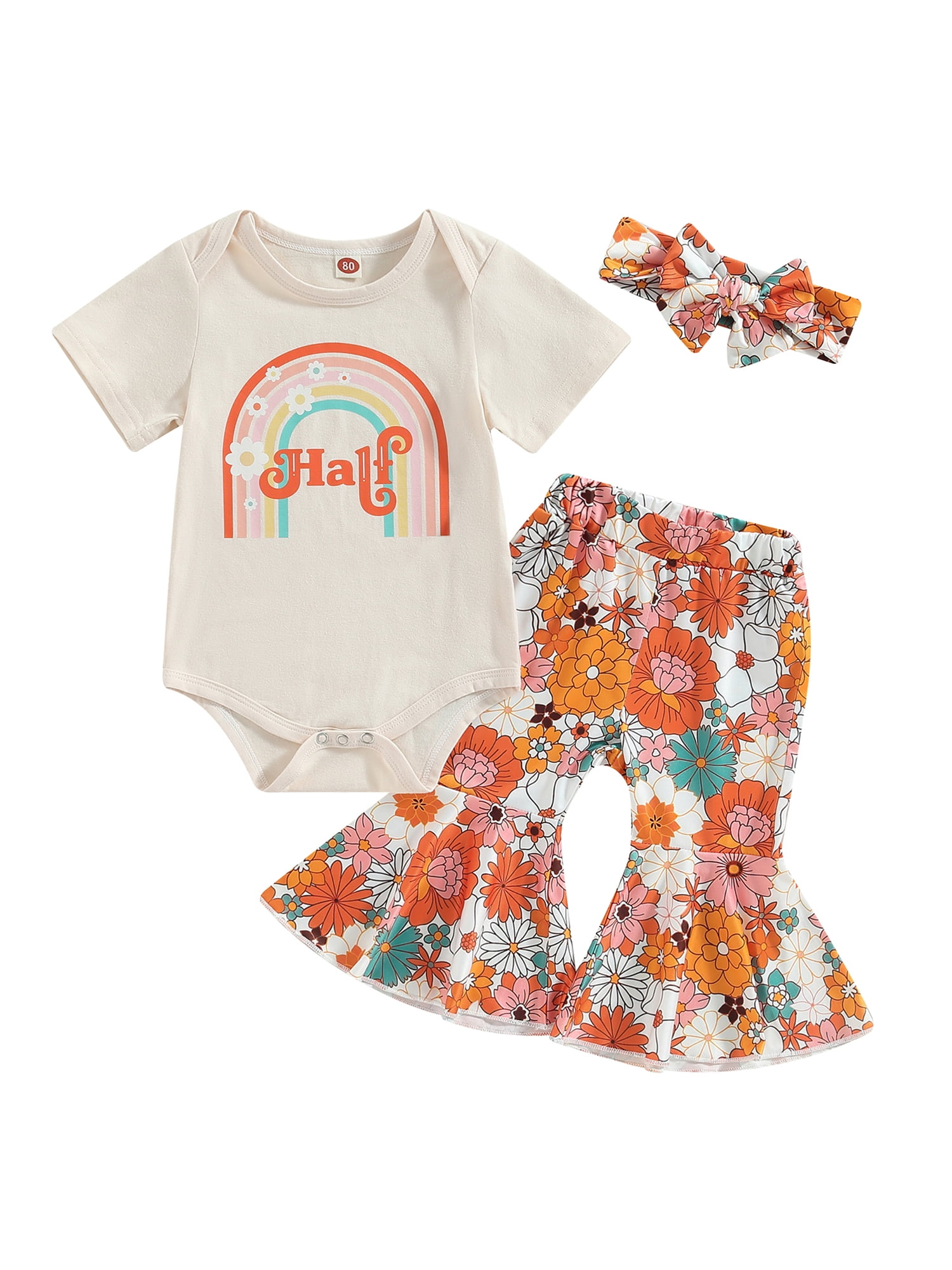BABAMOON Newborn Baby Girl Birthday Outfit Halfway to One Short Sleeve ... BABAMOON Newborn Baby Girl Birthday Outfit Halfway to One Short Sleeve ...
