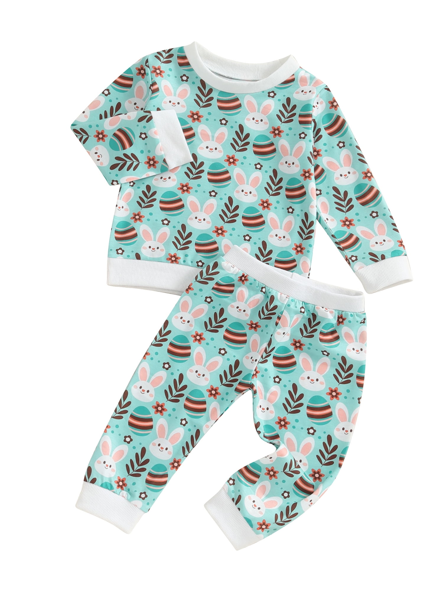 BABAMOON Newborn Baby Girl Boy Easter Clothes Bunny & Egg Print Long ...