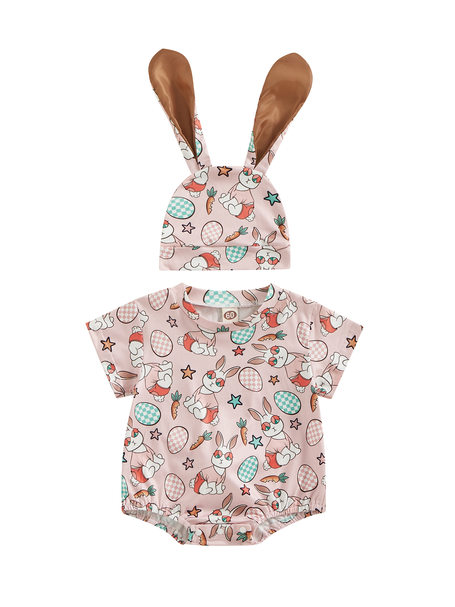 BABAMOON Newborn Baby Girl Boy Easter Romper Short Sleeve Carrot Bunny ...