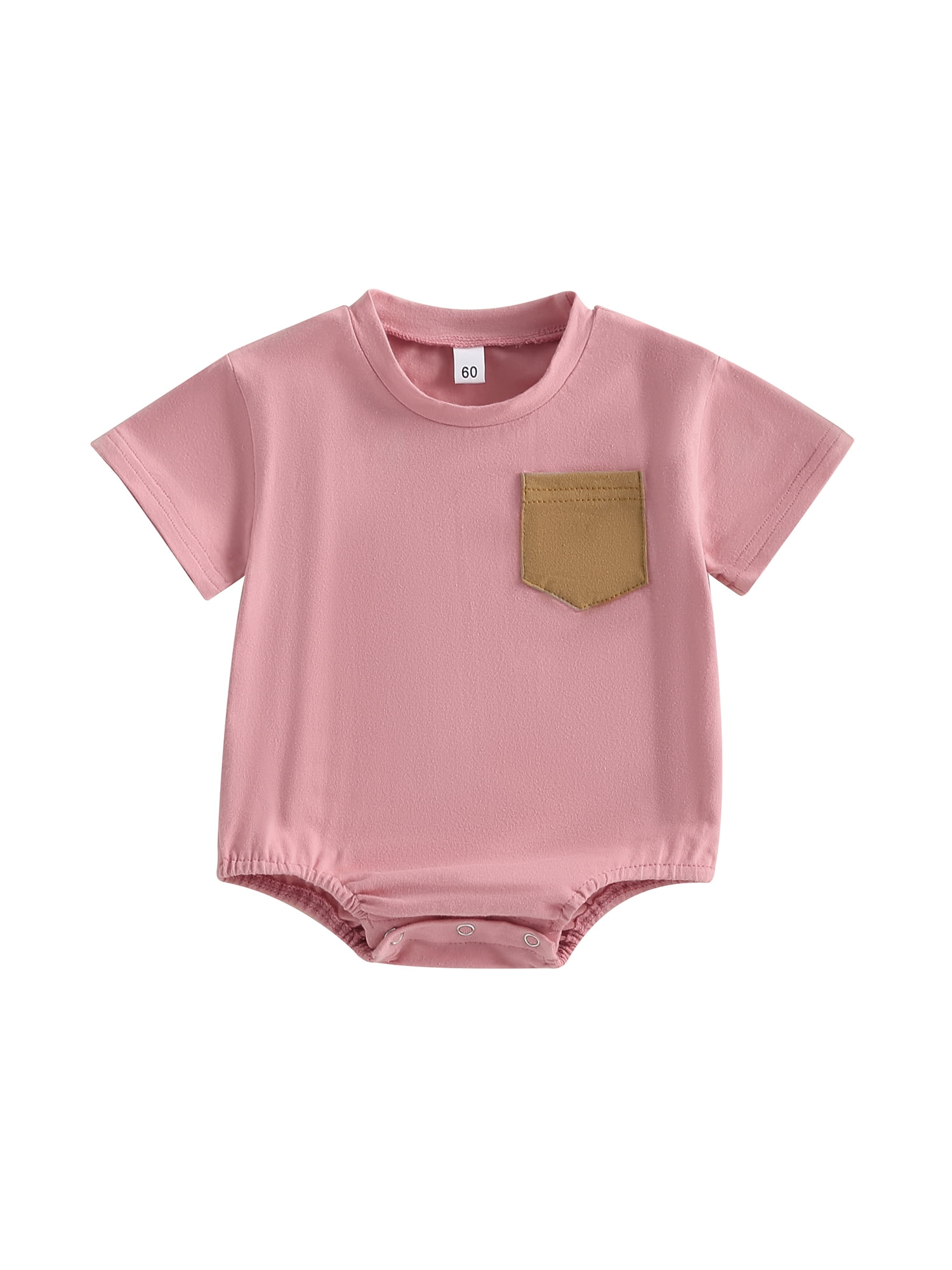 BABAMOON Newborn Baby Girl Boy Short Sleeve Solid Romper Oversized ...