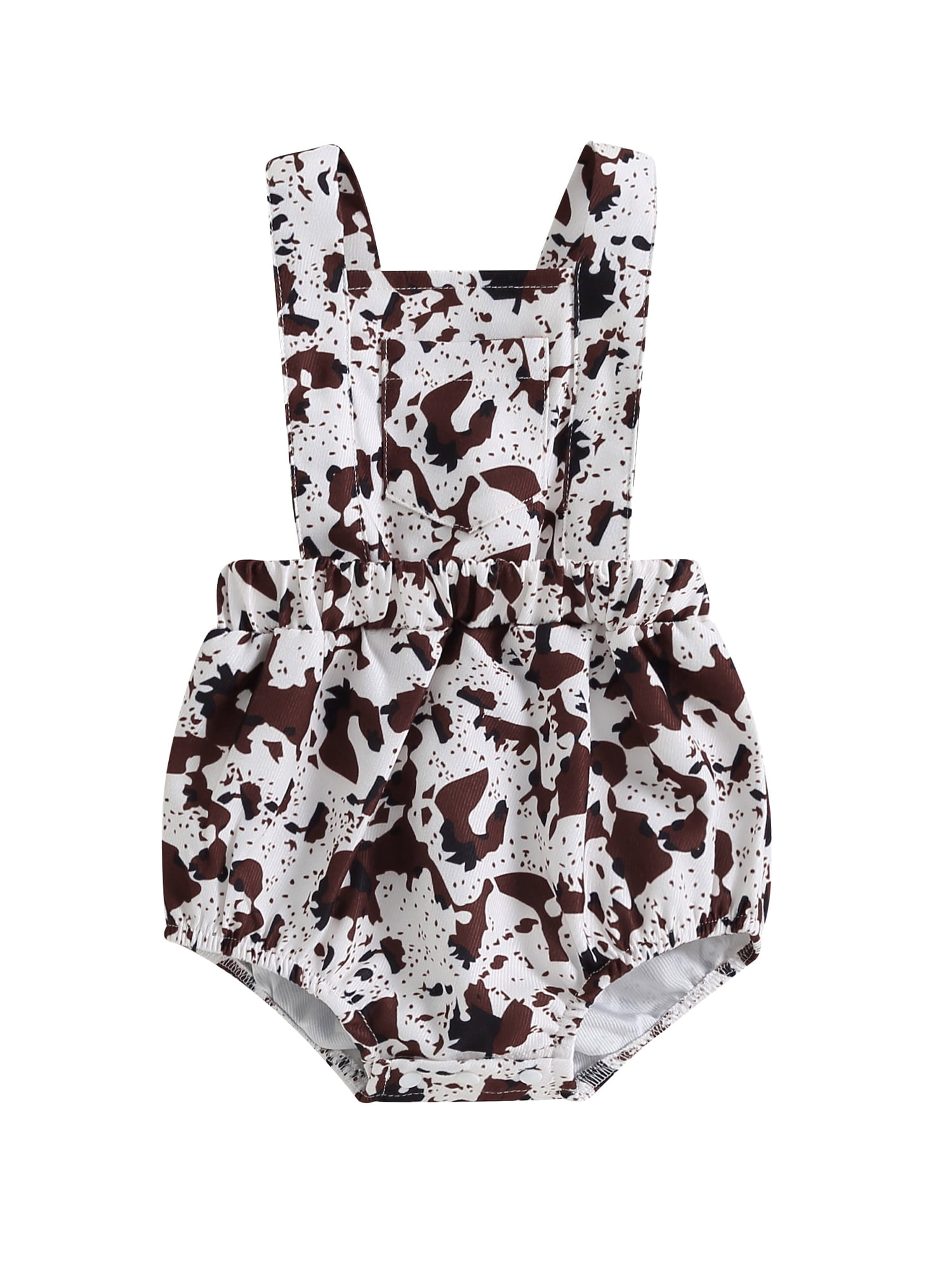BABAMOON Newborn Baby Girls Bubble Romper Cow Print Overalls Jumpsuit Summer Clothes Playsuit ...