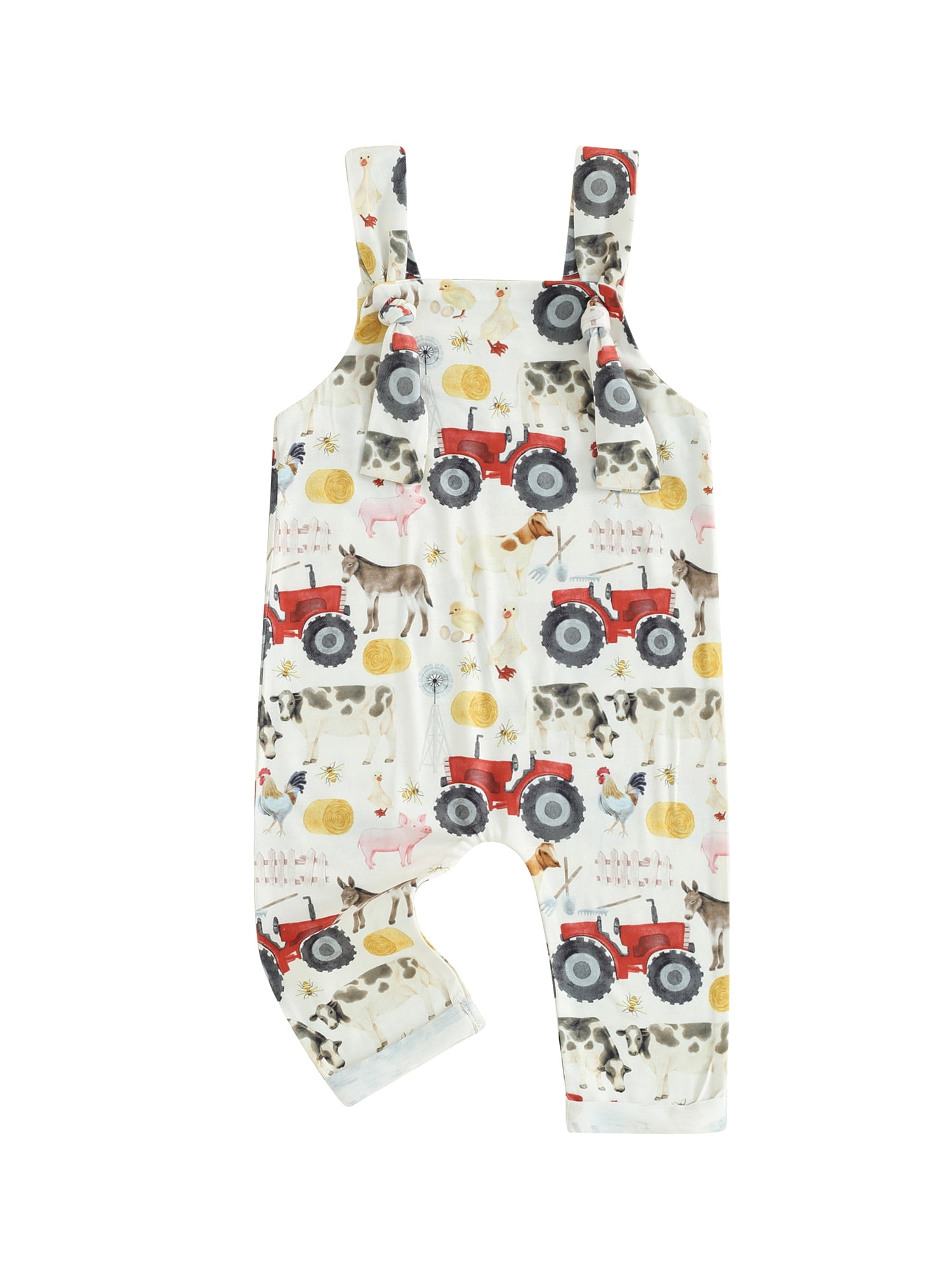 BABAMOON Baby Girls Summer Overalls Romper Cute Farm Print Sleeveless ...