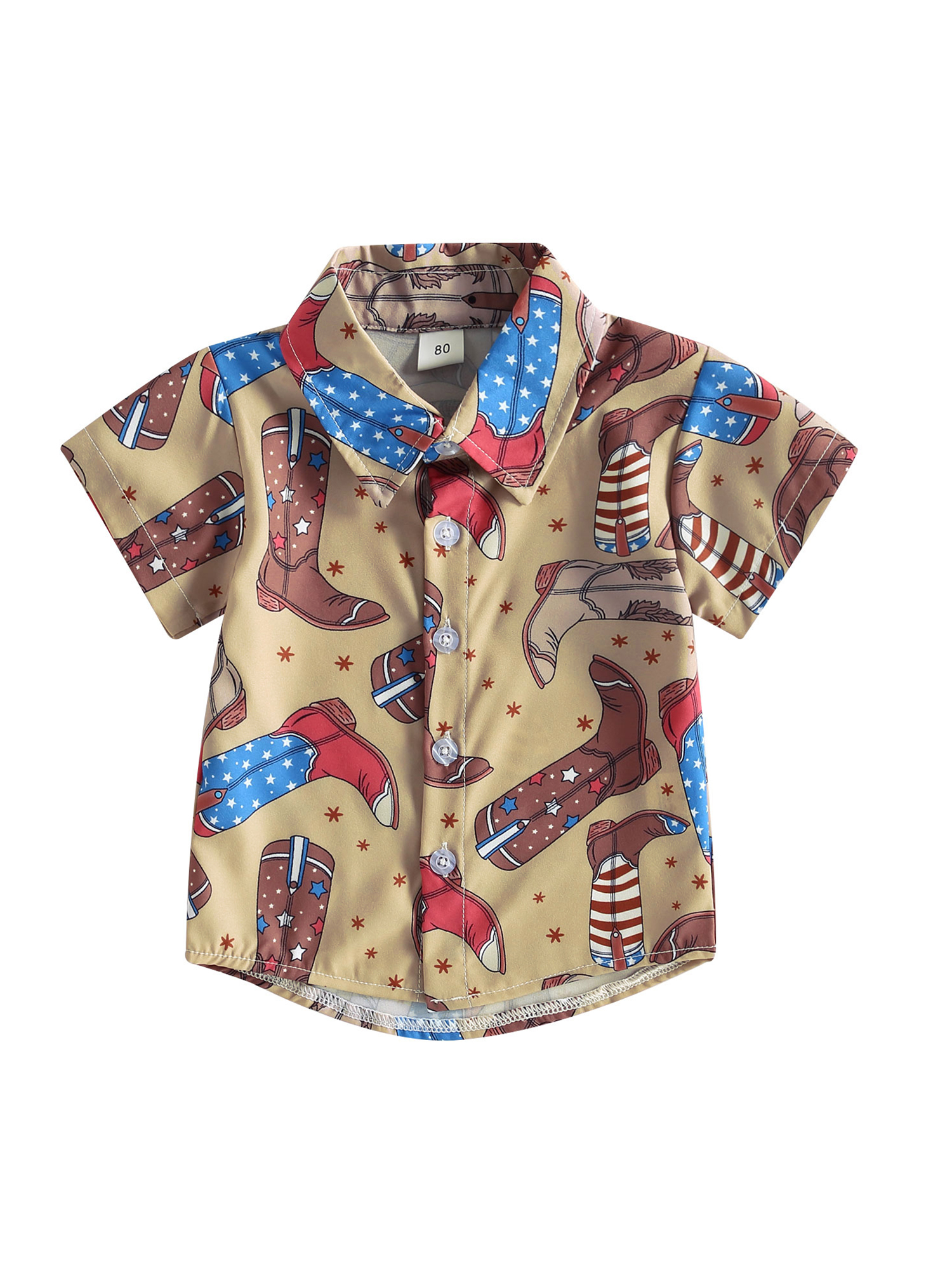BABAMOON Toddler Baby Boy 4th of July Clothes USA Button Down Shirt Short Sleeve Lapel T-Shirt ...