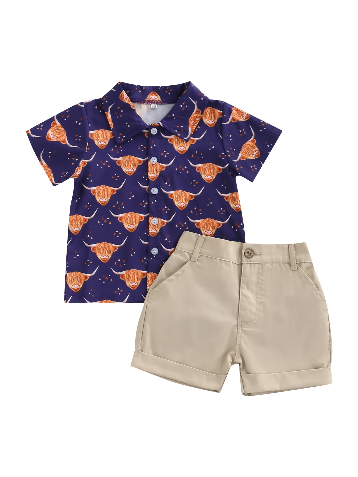 BABAMOON Toddler Baby Boy Short Sleeve Button Down Shirt & Shorts Set ...