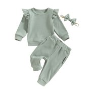 Newborn Girl's Camo Outfit - Long Sleeve Romper, Pants, Headband, 3PCS, Army Green, 0-3 Months ...