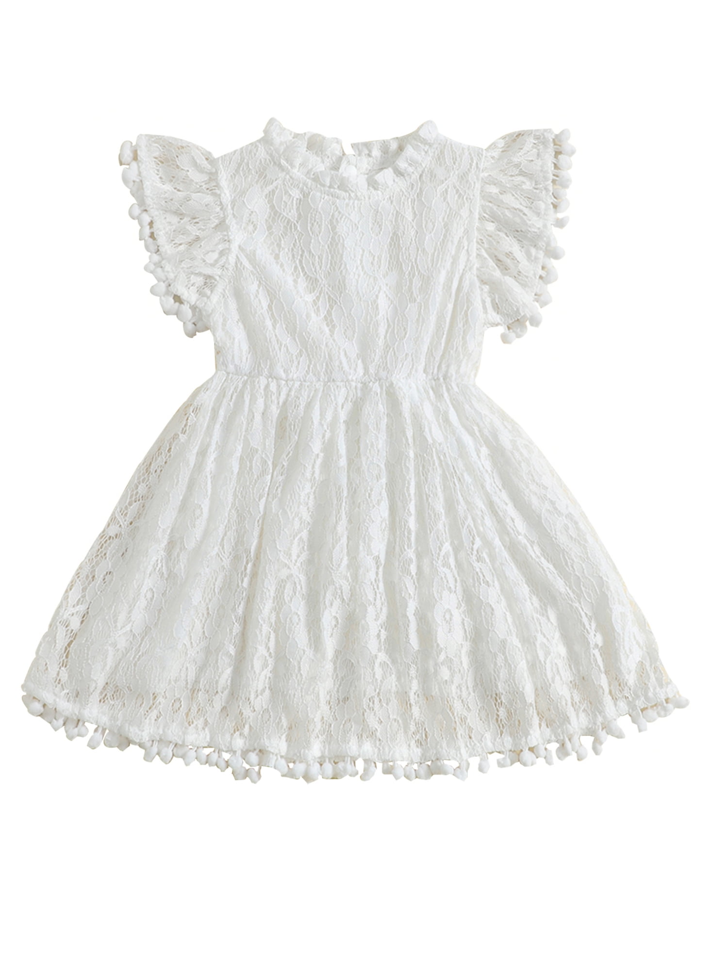 BABAMOON Toddler Baby Girls Short Sleeve Casual Summer Lace Dresses Floral Tassel Princess Tutu ...