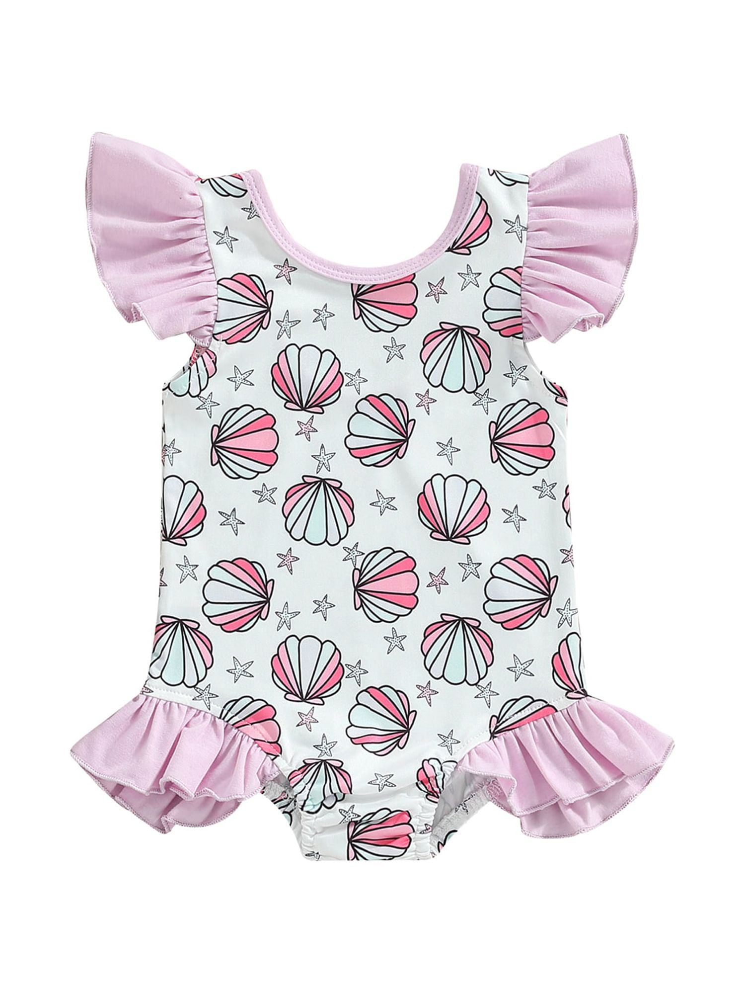 BABAMOON Toddler Baby Girls Swimsuit Sleeveless Shell Print Bikini ...