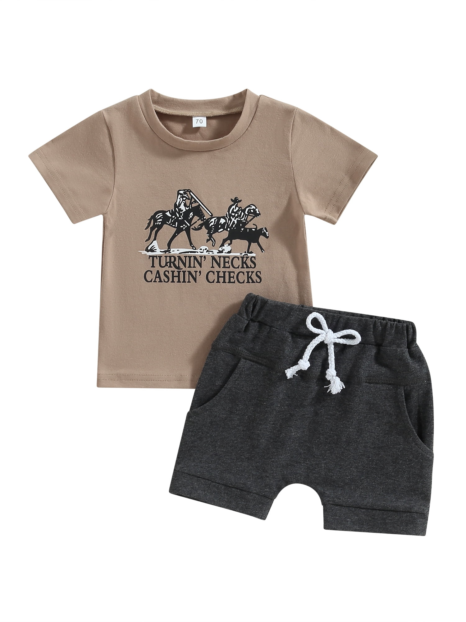 BABAMOON Western Baby Boy Clothes Letter Cow Print Short Sleeve T-Shirt Tops Jogger Shorts ...