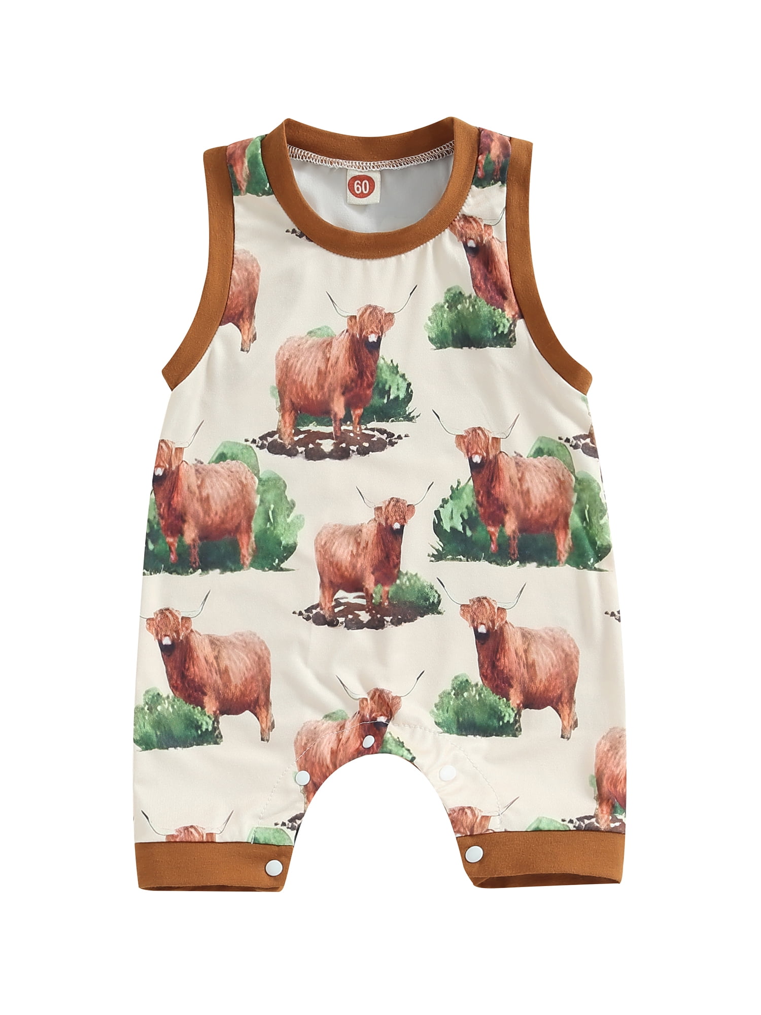 BABAMOON Western Baby Boy Clothes Sleeveless Cow Print Romper One Piece Jumpsuit Summer Clothes ...