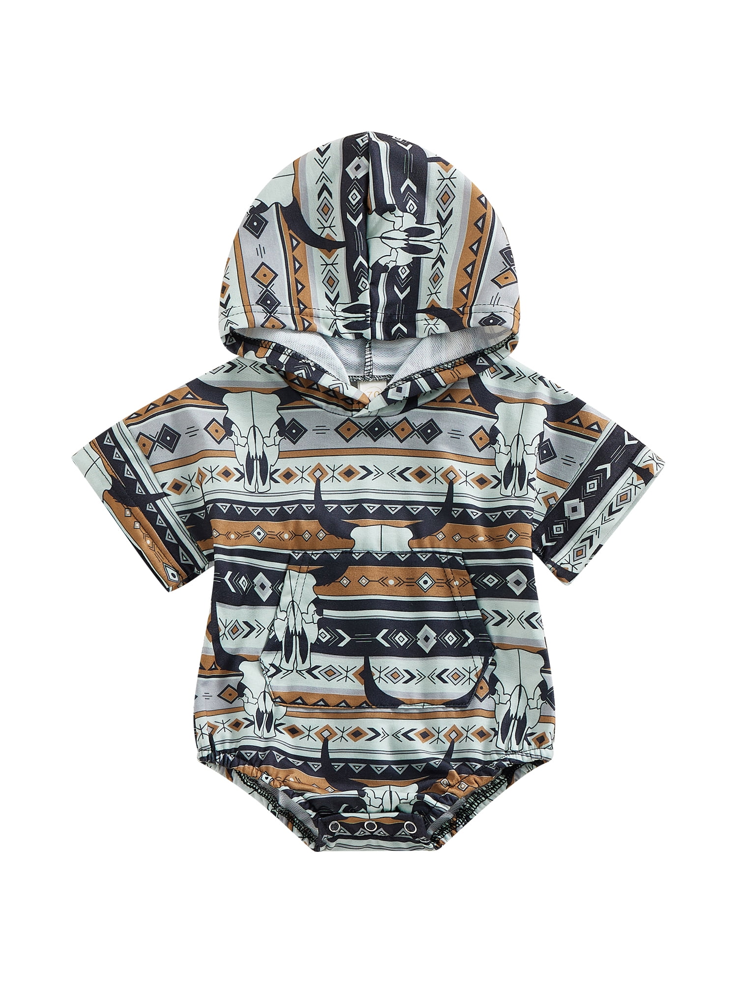 BABAMOON Western Baby Boy Girl Clothes Cow Print Short Sleeve Hoodie Romper Bodysuit Jumpsuit ...
