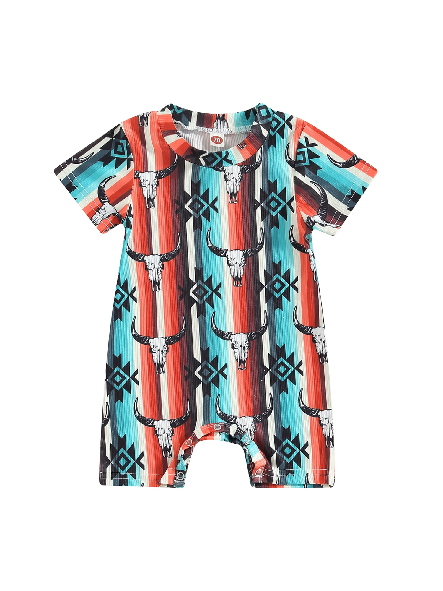 BABAMOON Western Baby Boy Girl Summer Clothes Cow Print Short Sleeve Romper Junpsuit Bodysuit ...