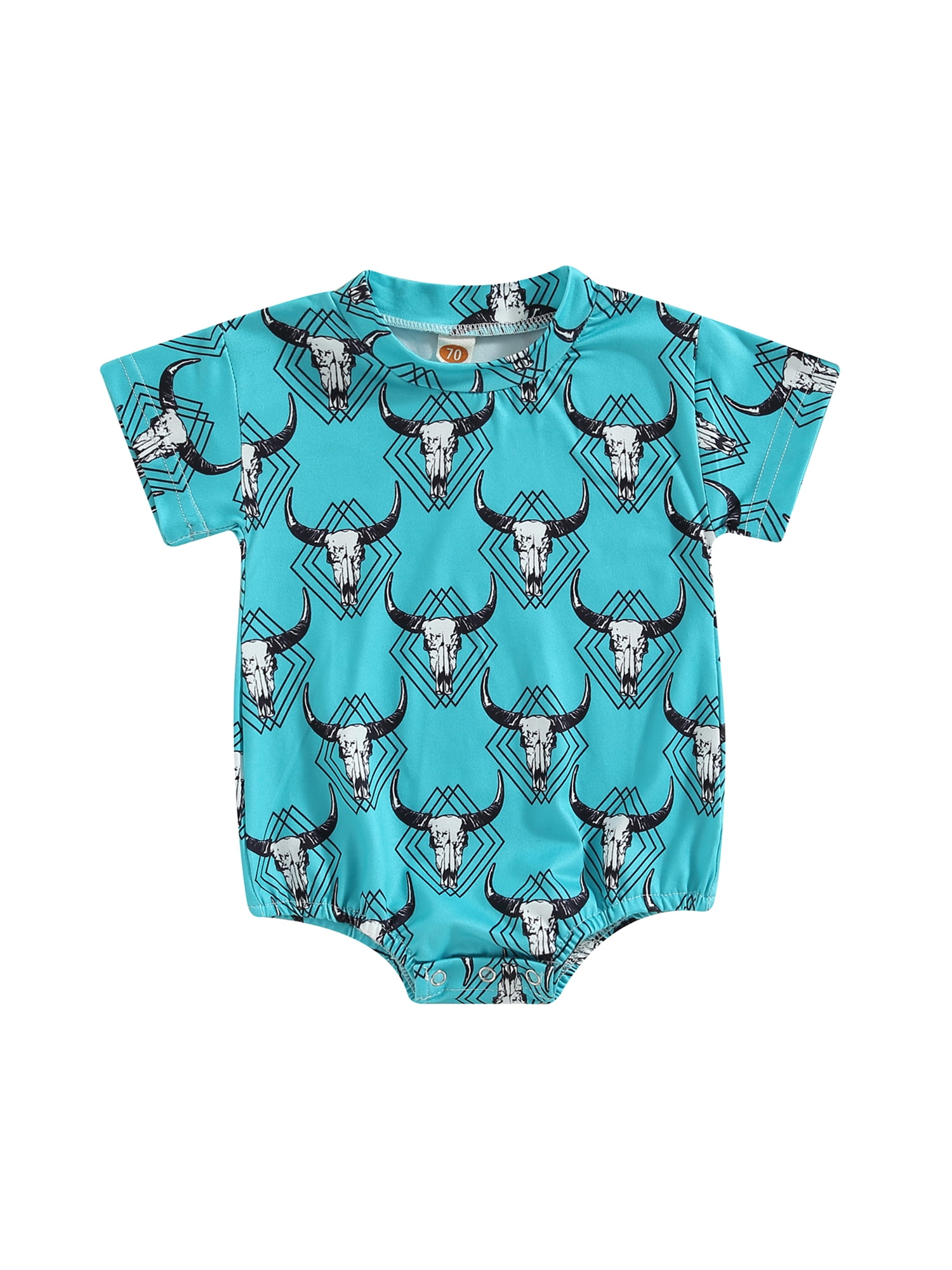 BABAMOON Western Baby Boy Girl Summer Clothes Cow Print T Shirt Romper Oversized Short Sleeve ...