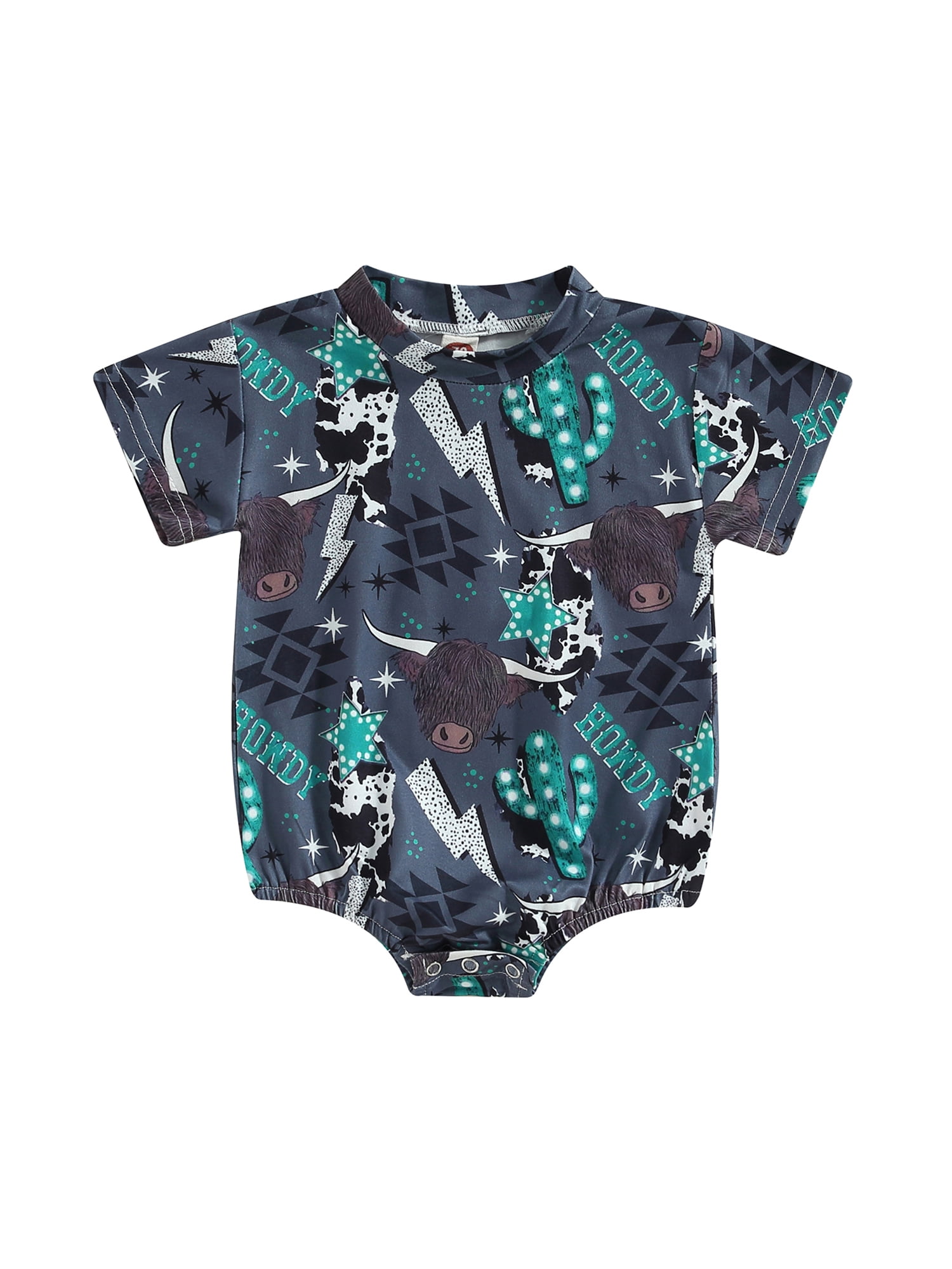 BABAMOON Western Baby Boy Girl Summer Clothes Cow Print T Shirt Romper Oversized Short Sleeve ...