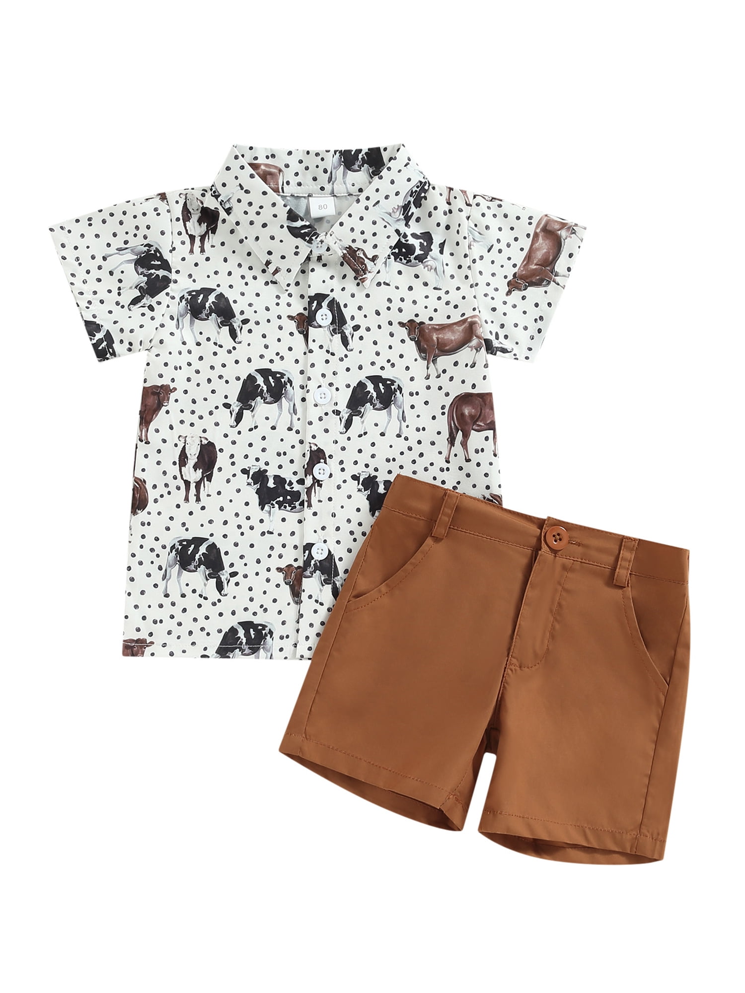 BABAMOON Western Baby Boy Summer Clothes Cow Print T Shirt Short Sleeve Button Shirt Shorts ...