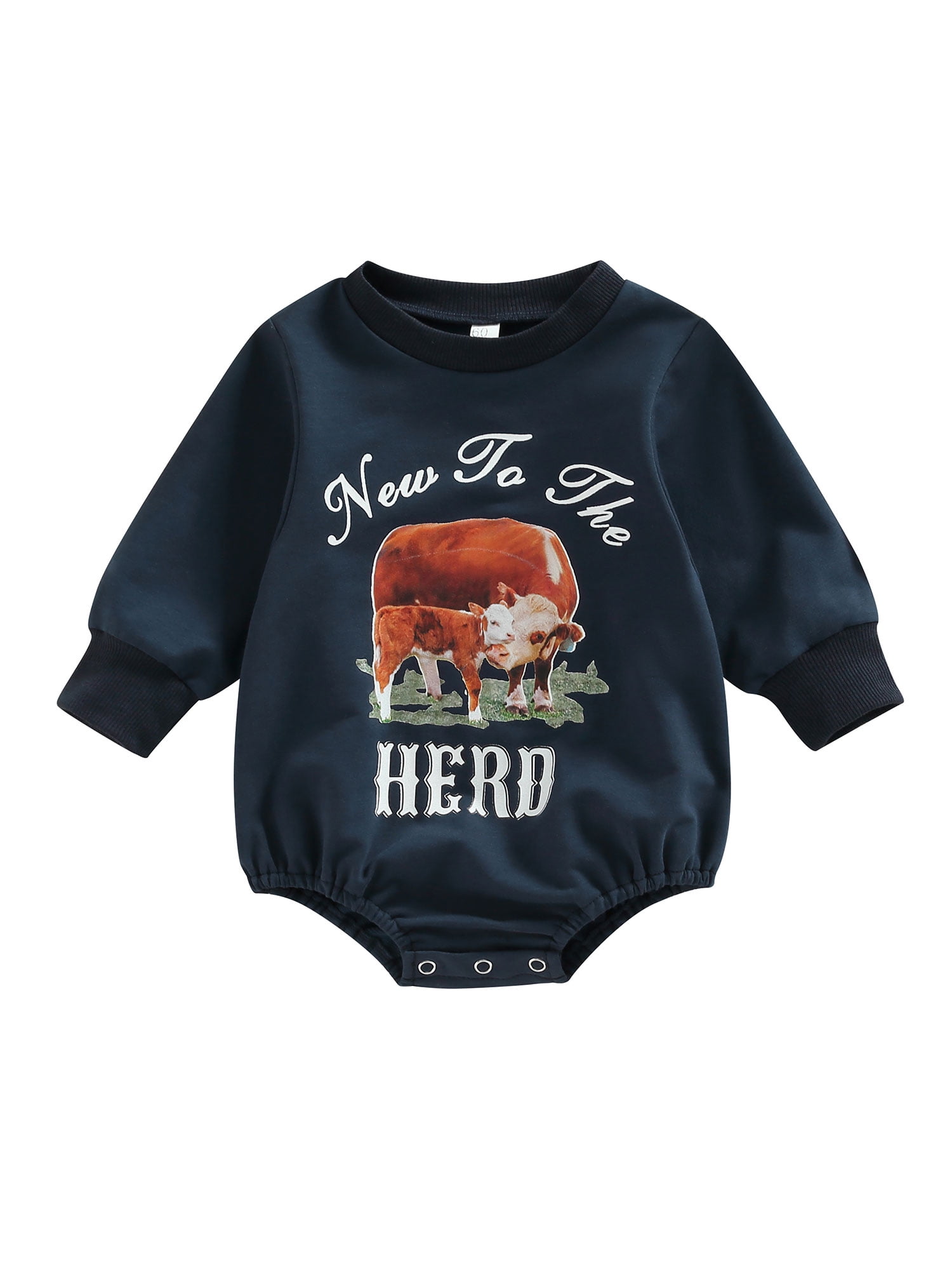 BABAMOON Western Newborn Baby Boy Girl Clothes Cow Print Oversized Bubble Sweatshirt Romper ...