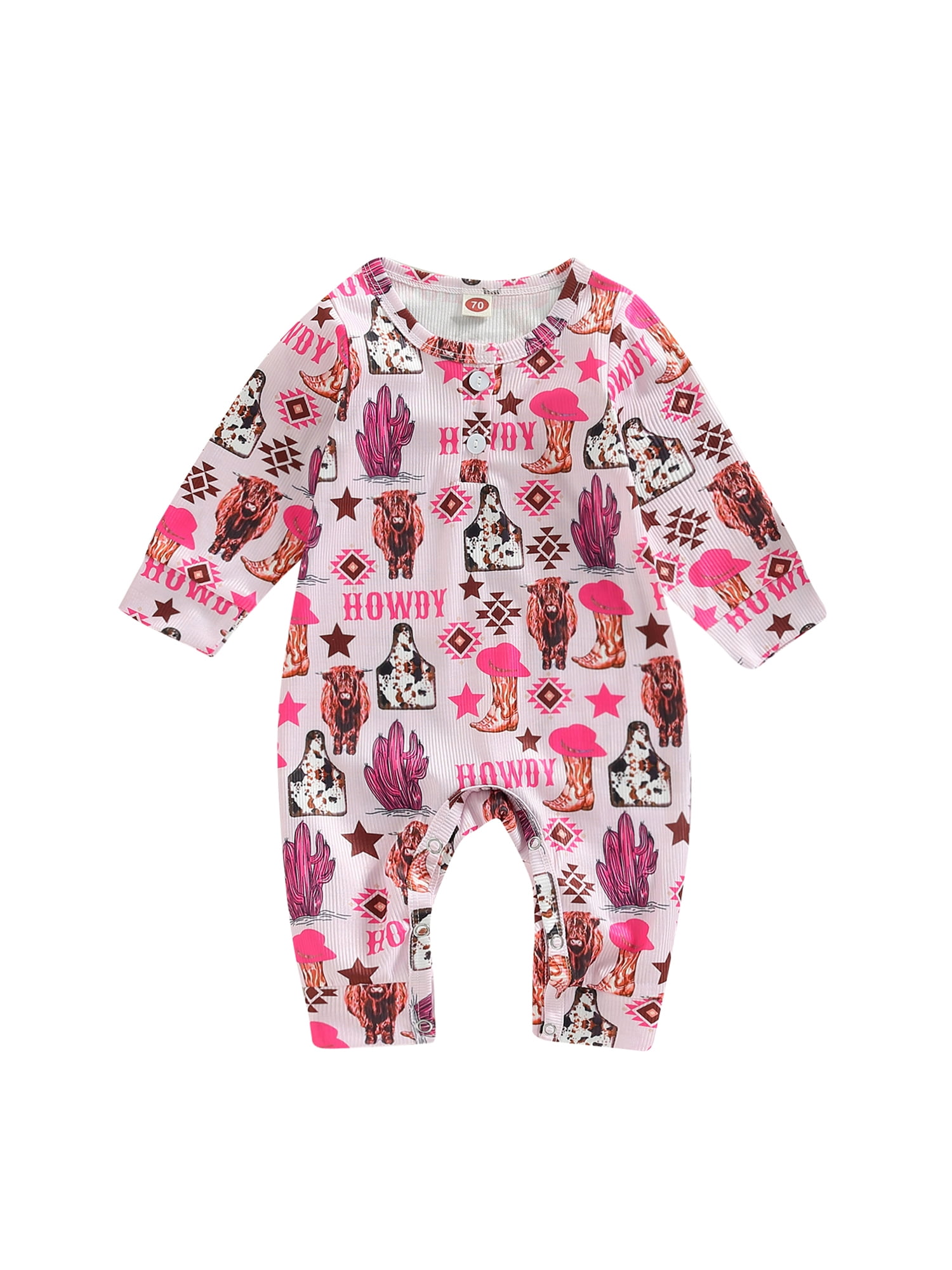 BABAMOON Western Newborn Baby Girl Boy Clothes Romper Cow Print Bodysuit One Piece Jumpsuit Fall ...