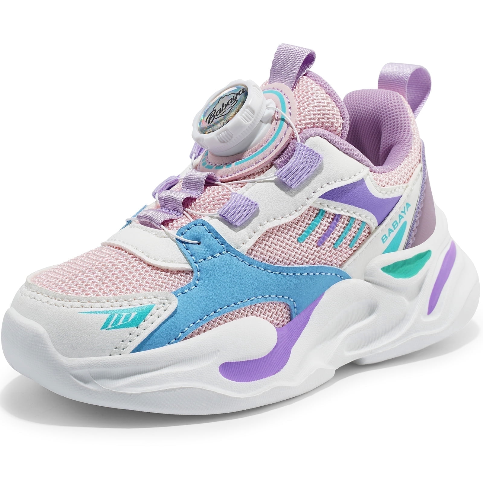 BABAYA Boys Girls Athletic Shoes Easy on Jogger Sneakers With Rotating ...