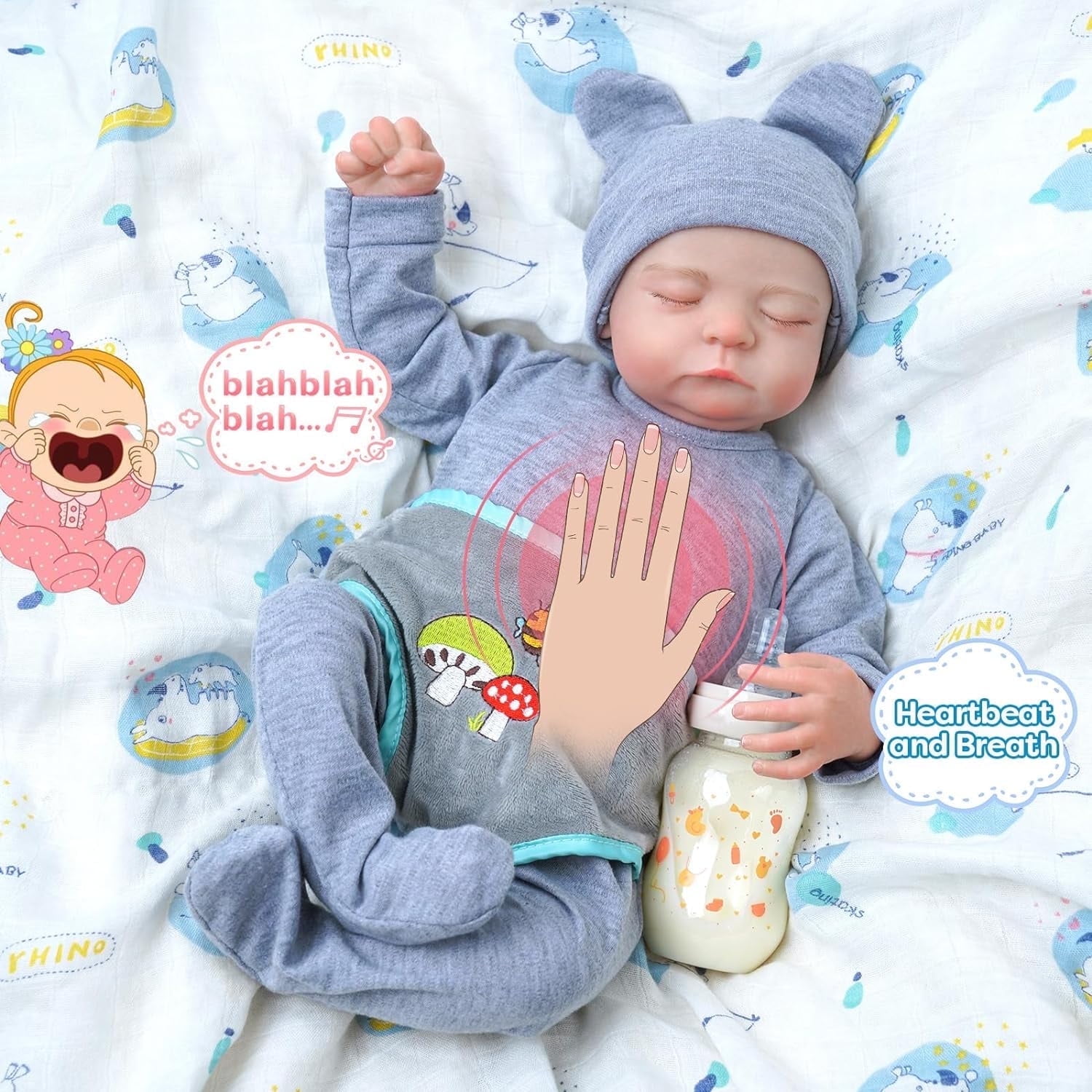 BABESIDE 20 Inch Reborn Baby Doll Boy with Heartbeat Coos and Breath ...