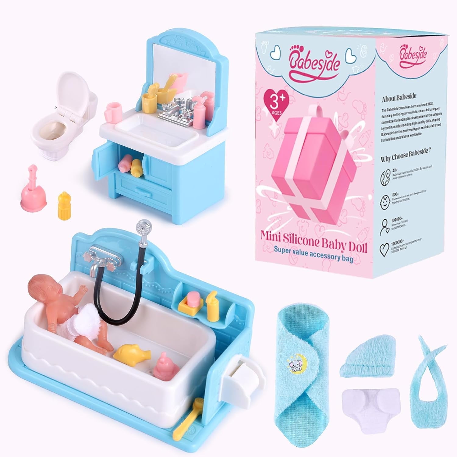 BABESIDE 3 Inch Mini Silicone Baby Dolls Newborn Baby Dolls Full ...