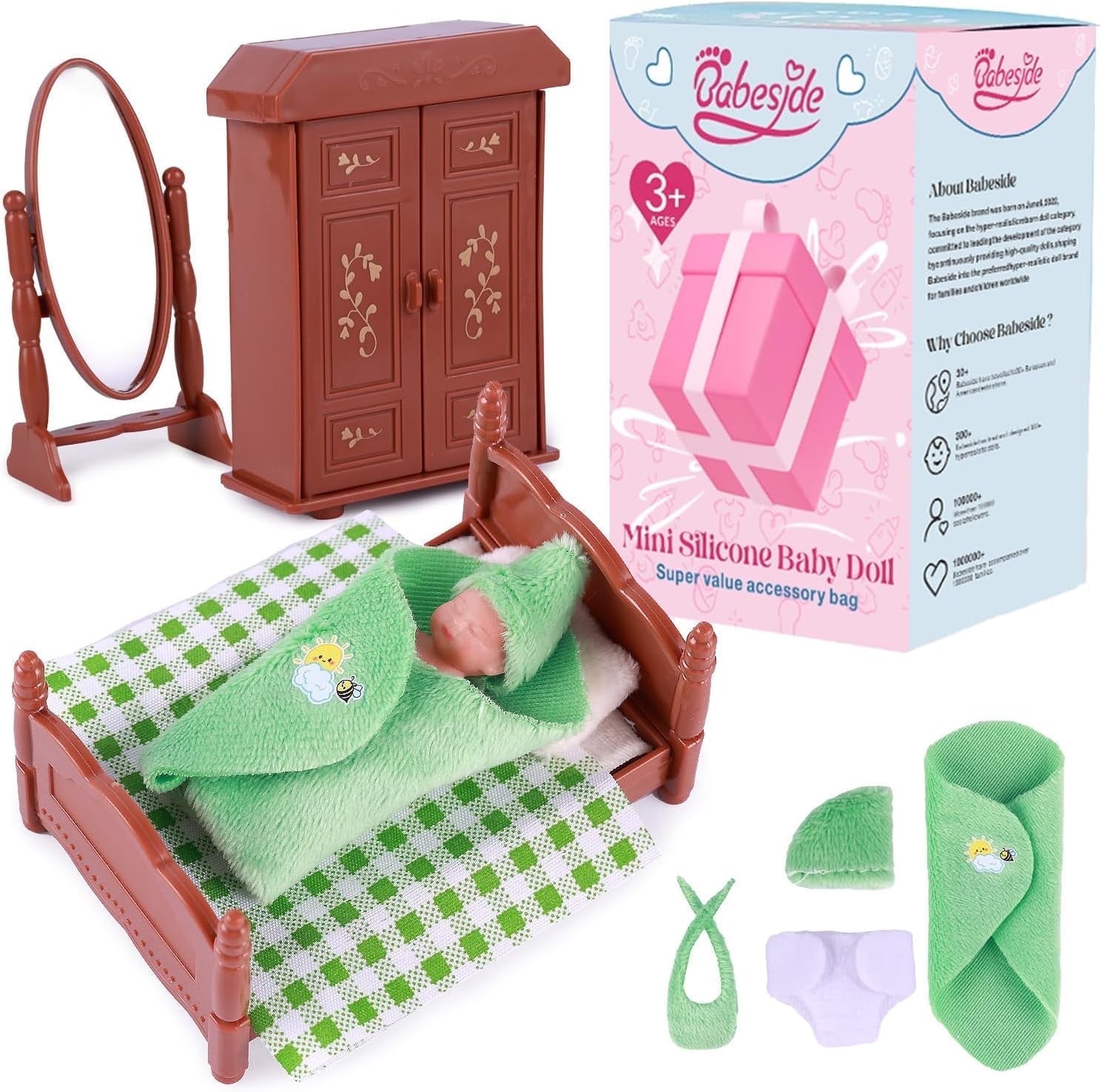 BABESIDE 3 Inch Mini Silicone Baby Dolls Newborn Full Silicone Cute ...