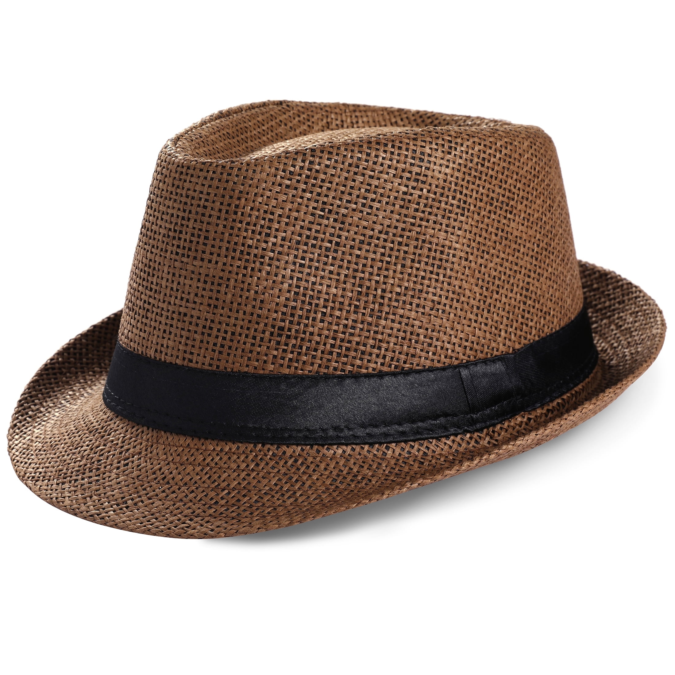 BABEYOND Straw Trilby Fedora Hat for Men-1920s Felt Panama Hat Short ...