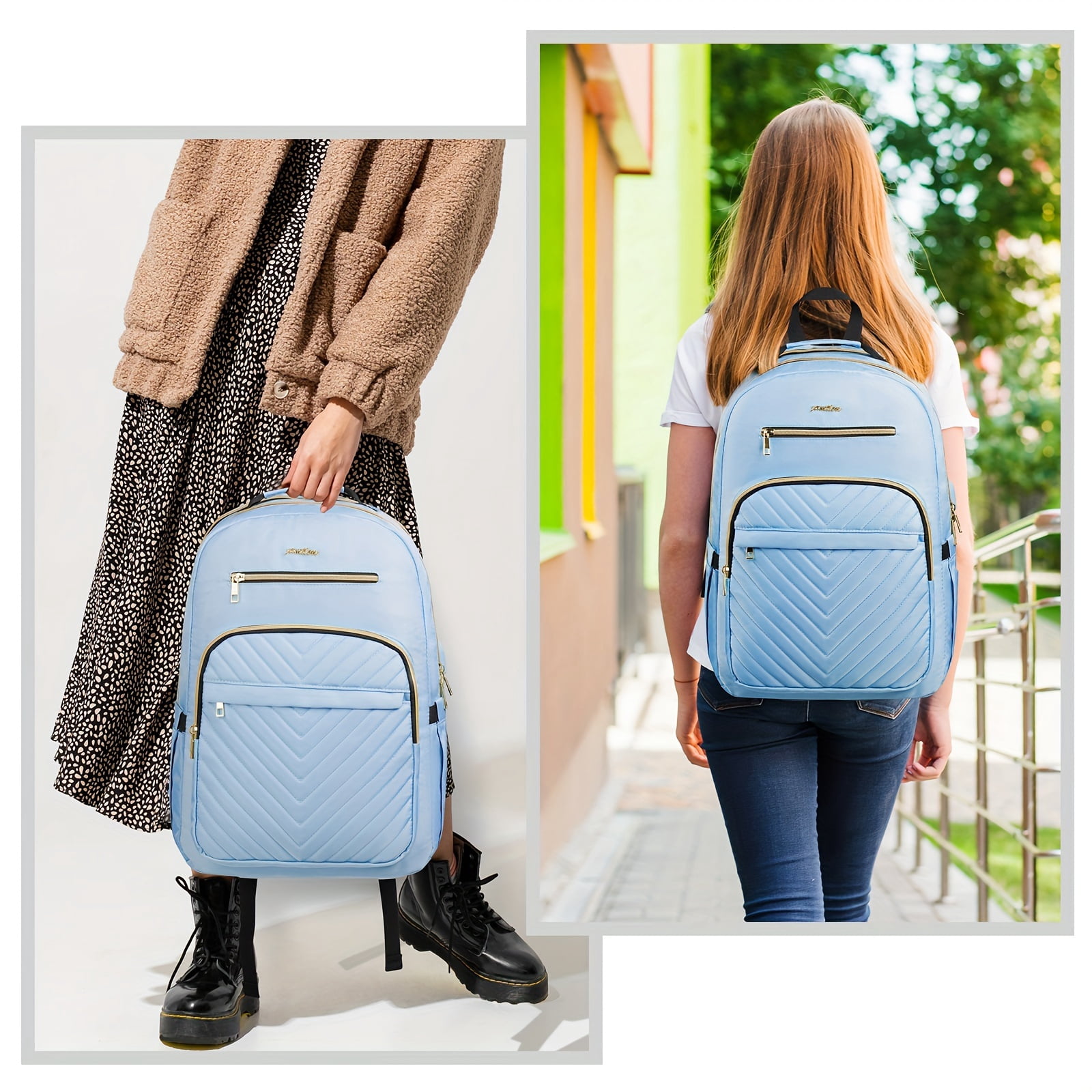 BABO Chic & Spacious Quilted Backpack - Secure Laptop Compartment ...