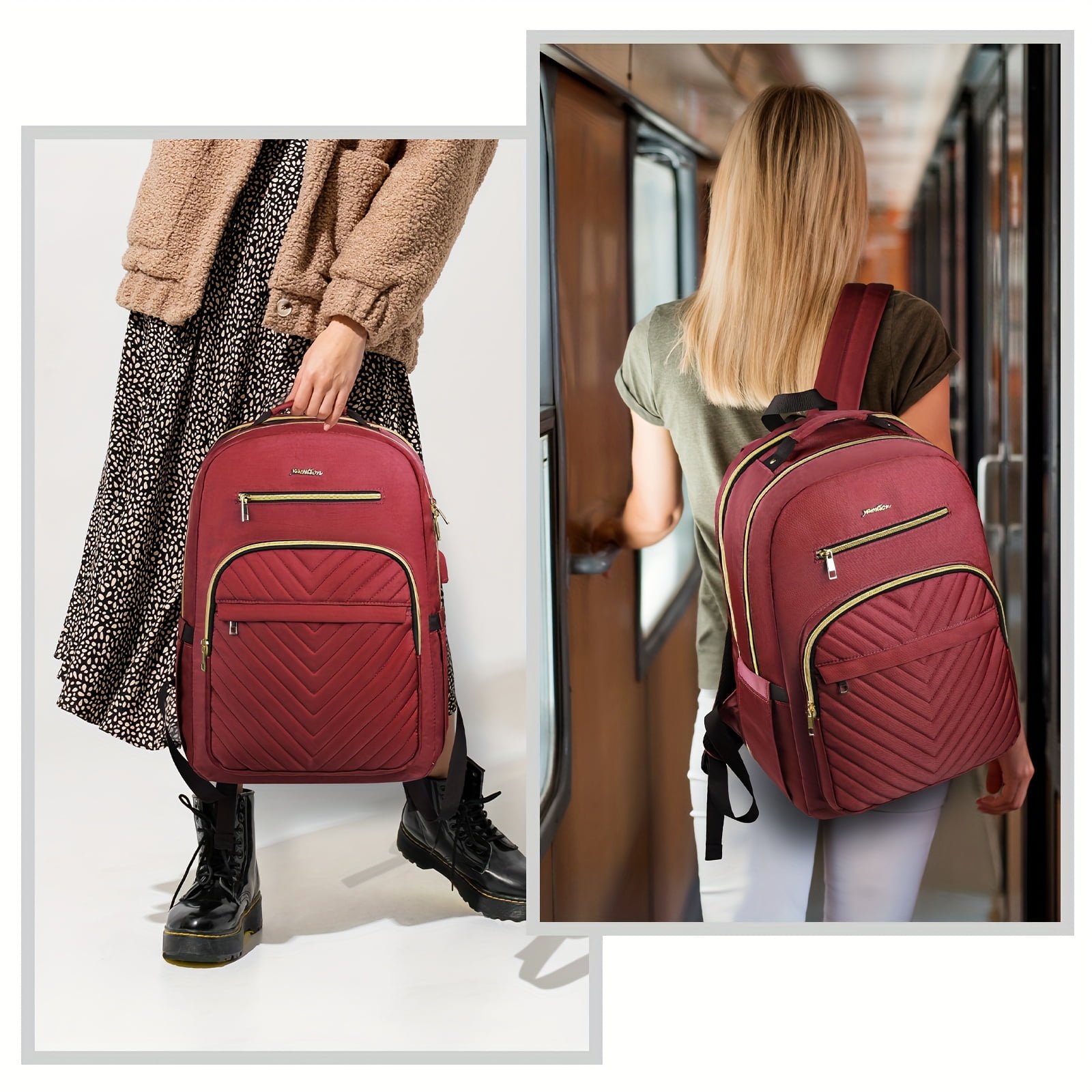 BABO Chic & Spacious Quilted Backpack - Secure Laptop Compartment ...