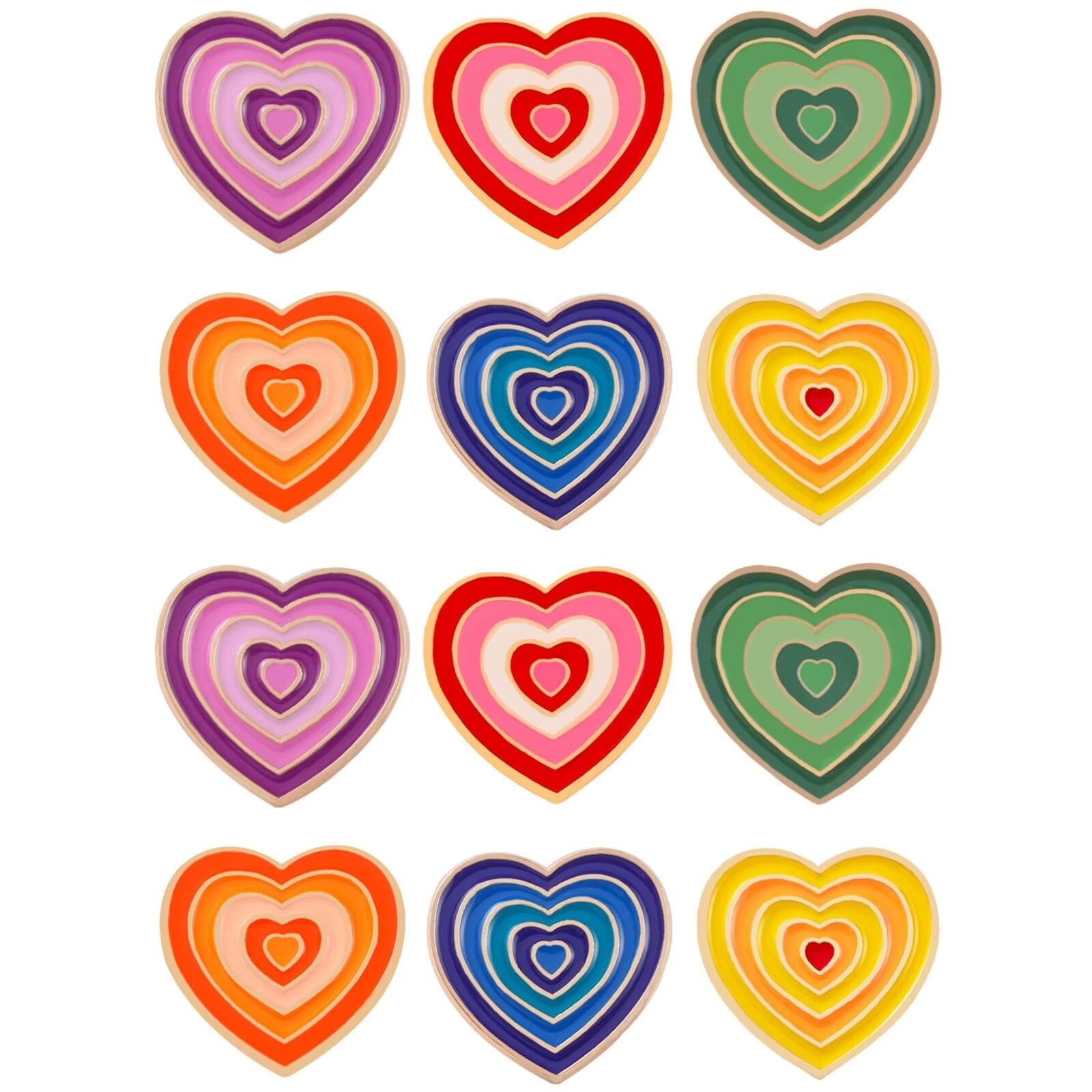 BABSMULY 12pcs Rainbow Heart Shaped Pins Cute Enamel Gradient Pins ...