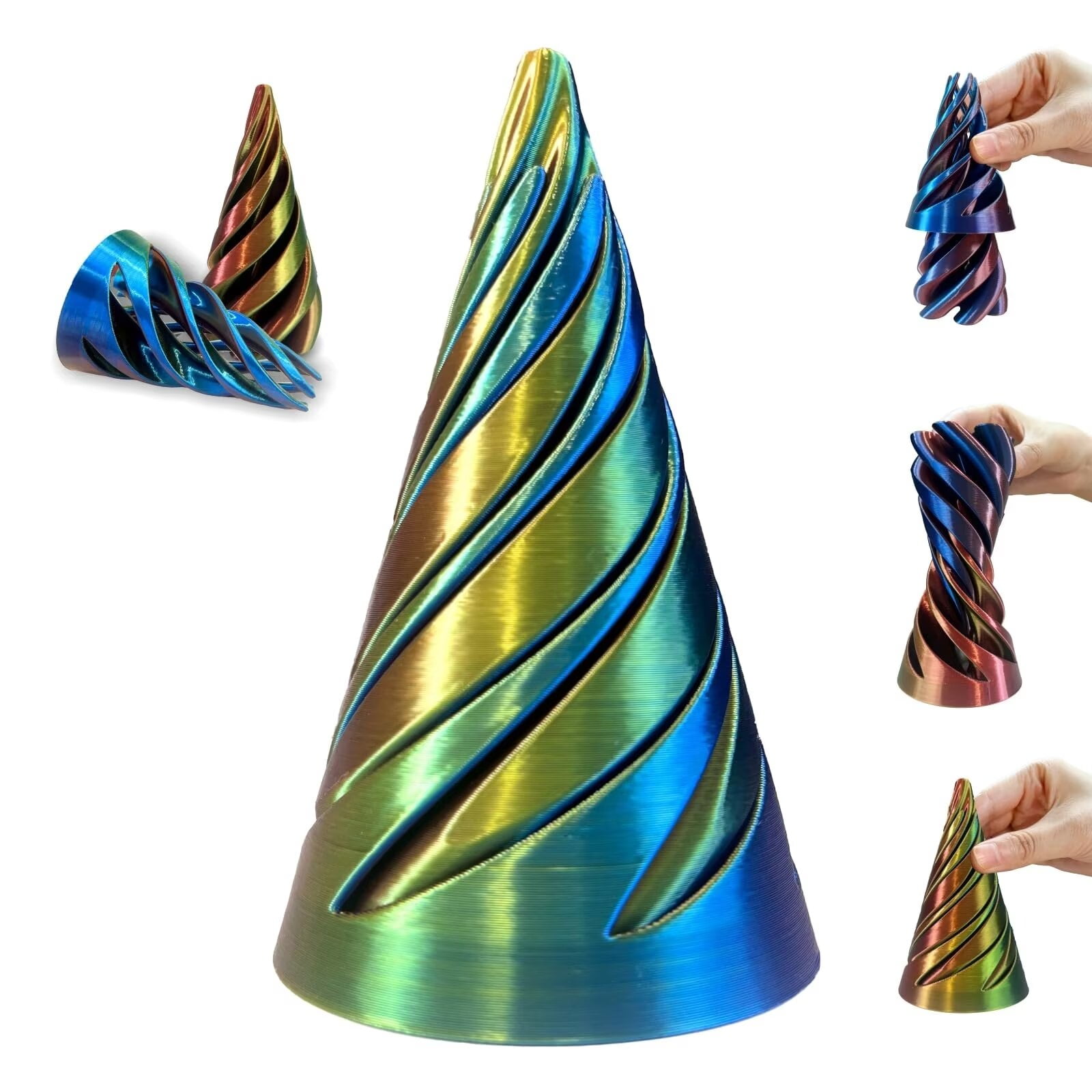 BABSMULY 3D Printed Spiral Cone 4 Inch Fidget Decompression Toy ...