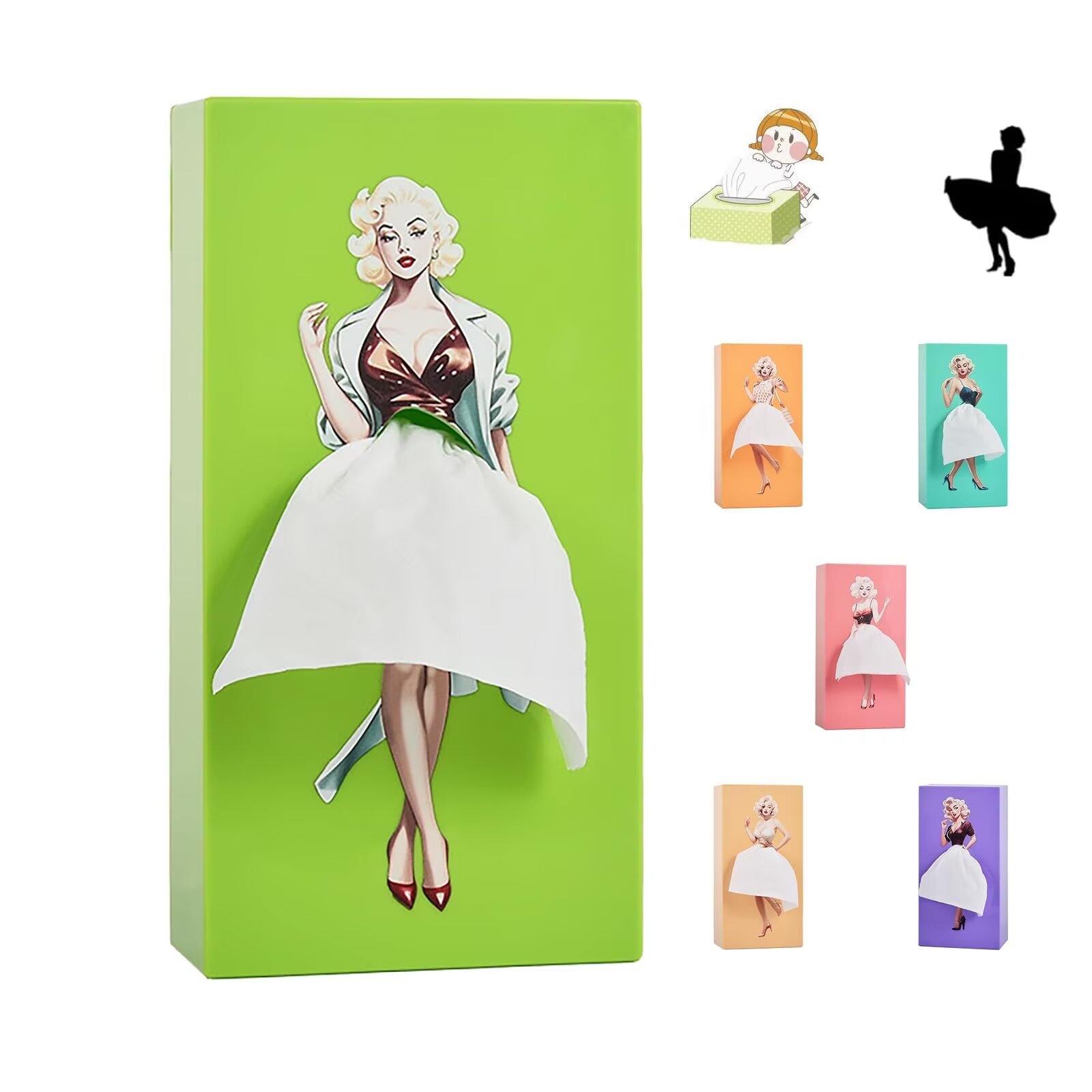 BABSMULY Long Skirt Girls Cartoon Tissue Box, Creative Pretty Girl ...