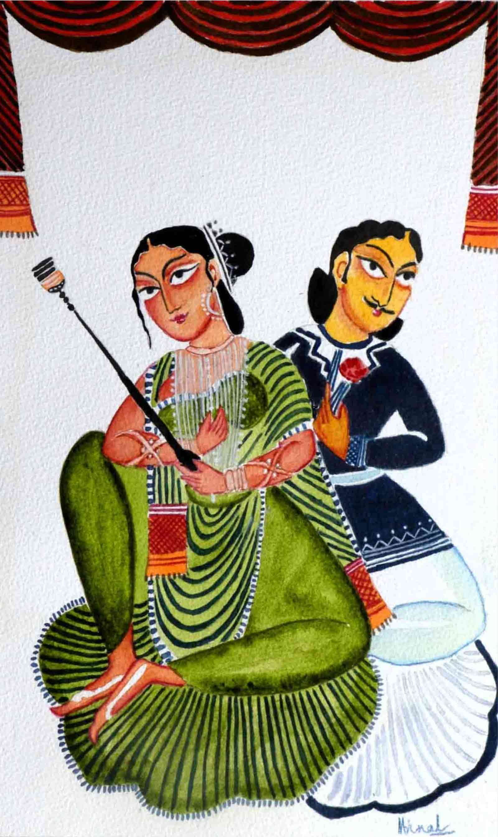Babu Bibi, Traditional Kalighat Painting Style, Limited Edition A2 ...