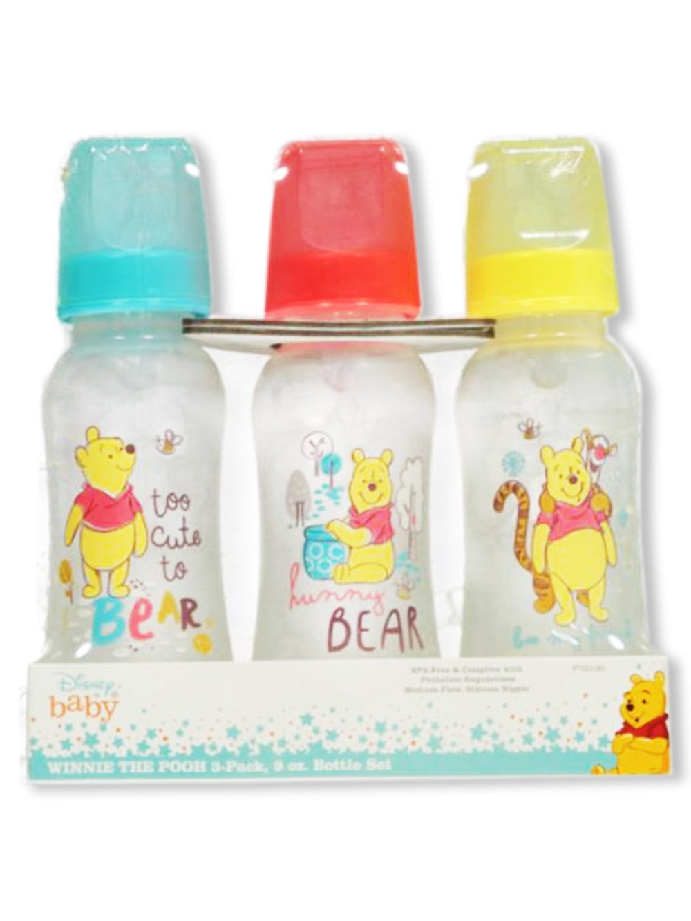 Disney Baby Winnie the Pooh 3-Pack Infant Bottles, 9 oz. - Blue/Yellow ...