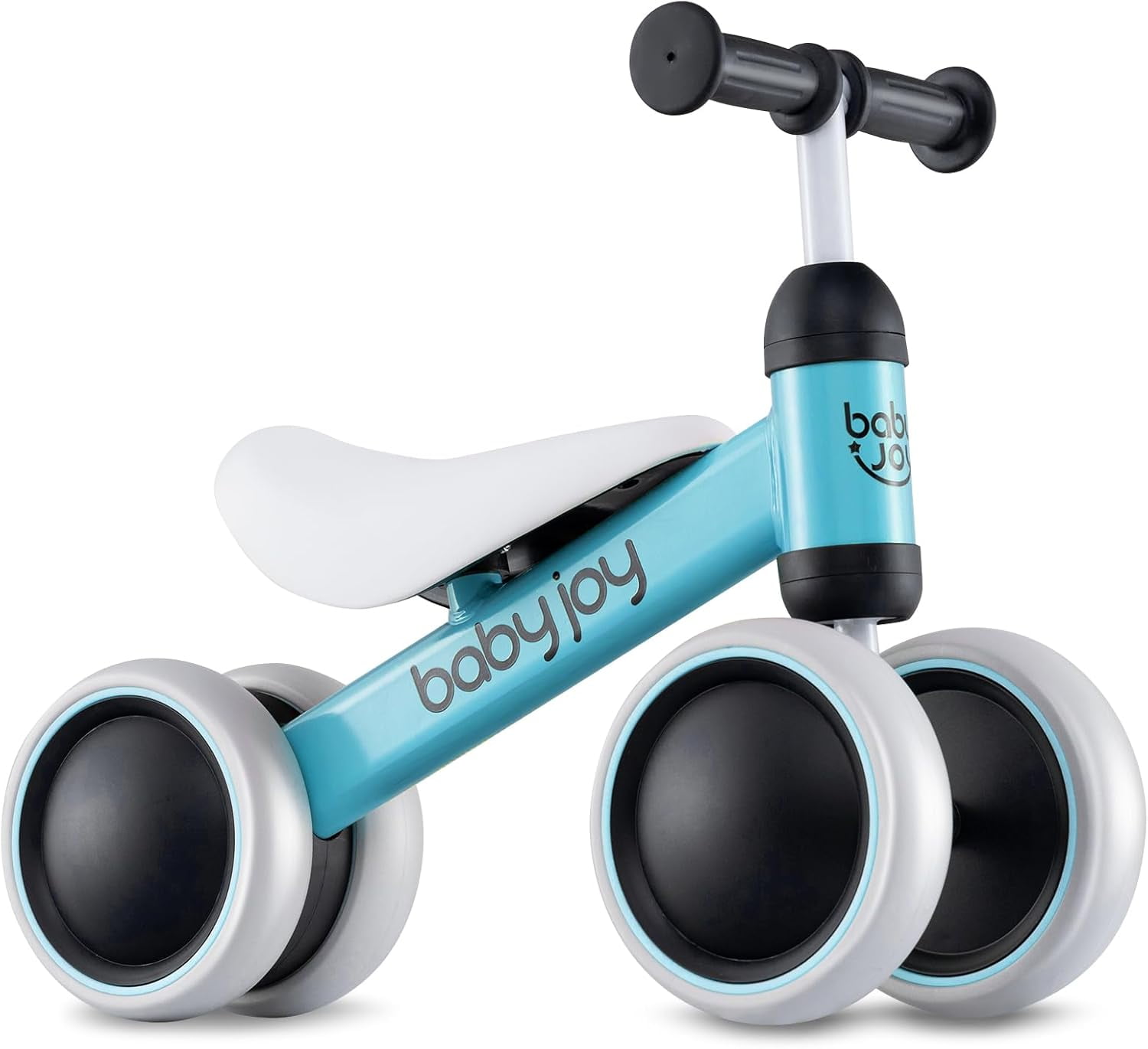 BABY JOY Balance Bike, No Pedal 4 Wheels Toddler Bike with Soft Seat as First Ride-on Toy ...