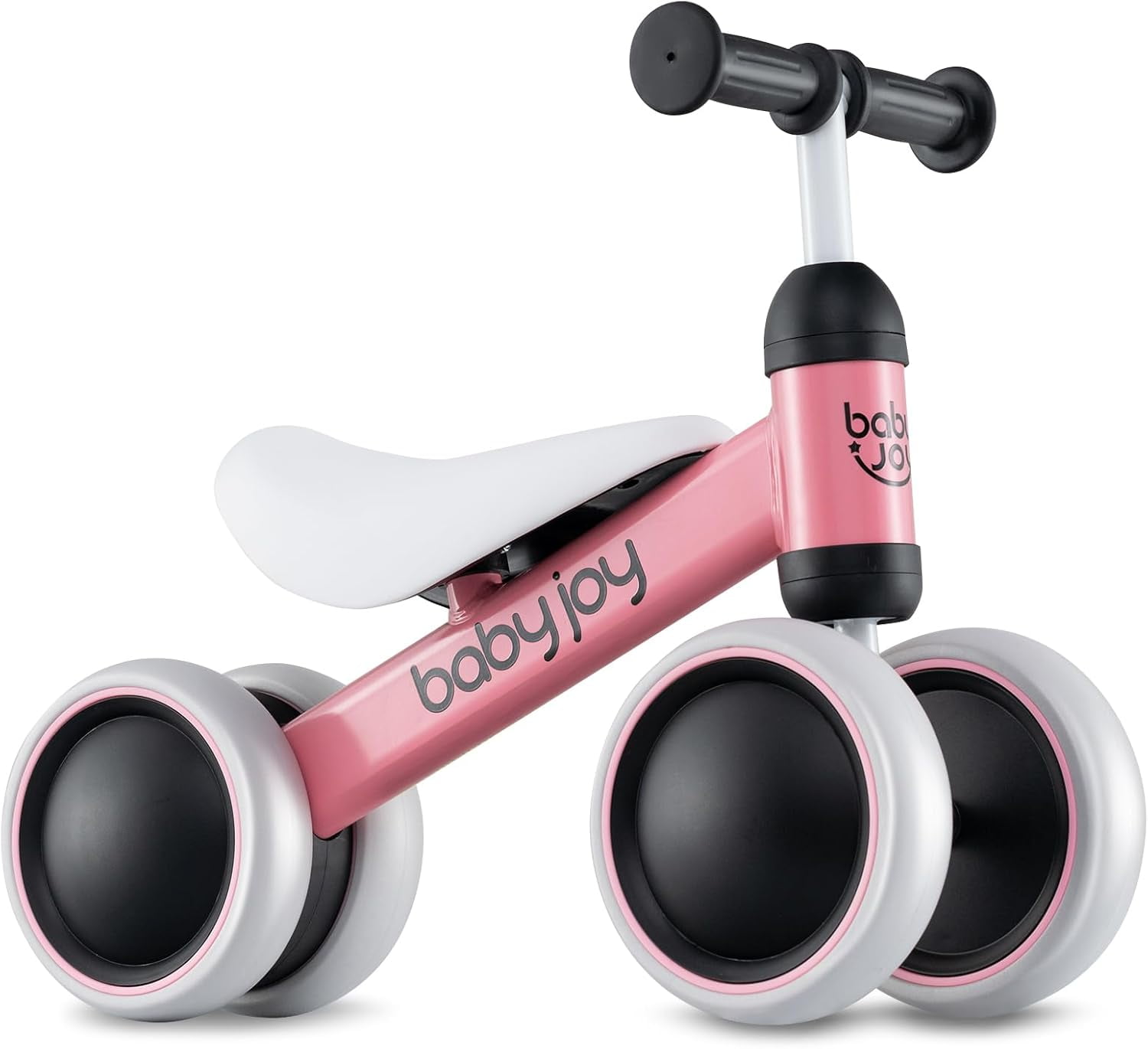 BABY JOY Balance Bike, No Pedal 4 Wheels Toddler Bike with Soft Seat as First Ride-on Toy ...
