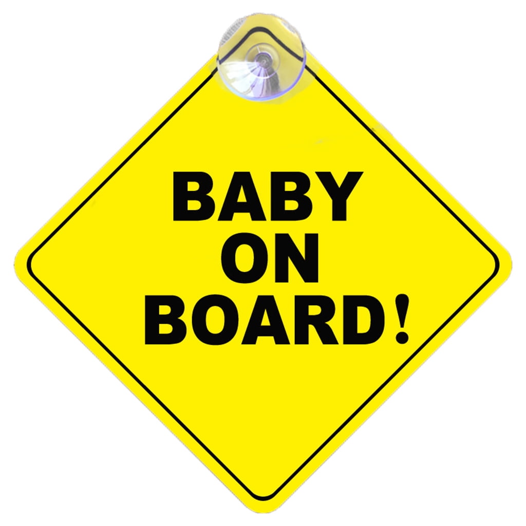 BABY ON BOARD Stroller Safety Car Window Sticker Yellow Reflective ...
