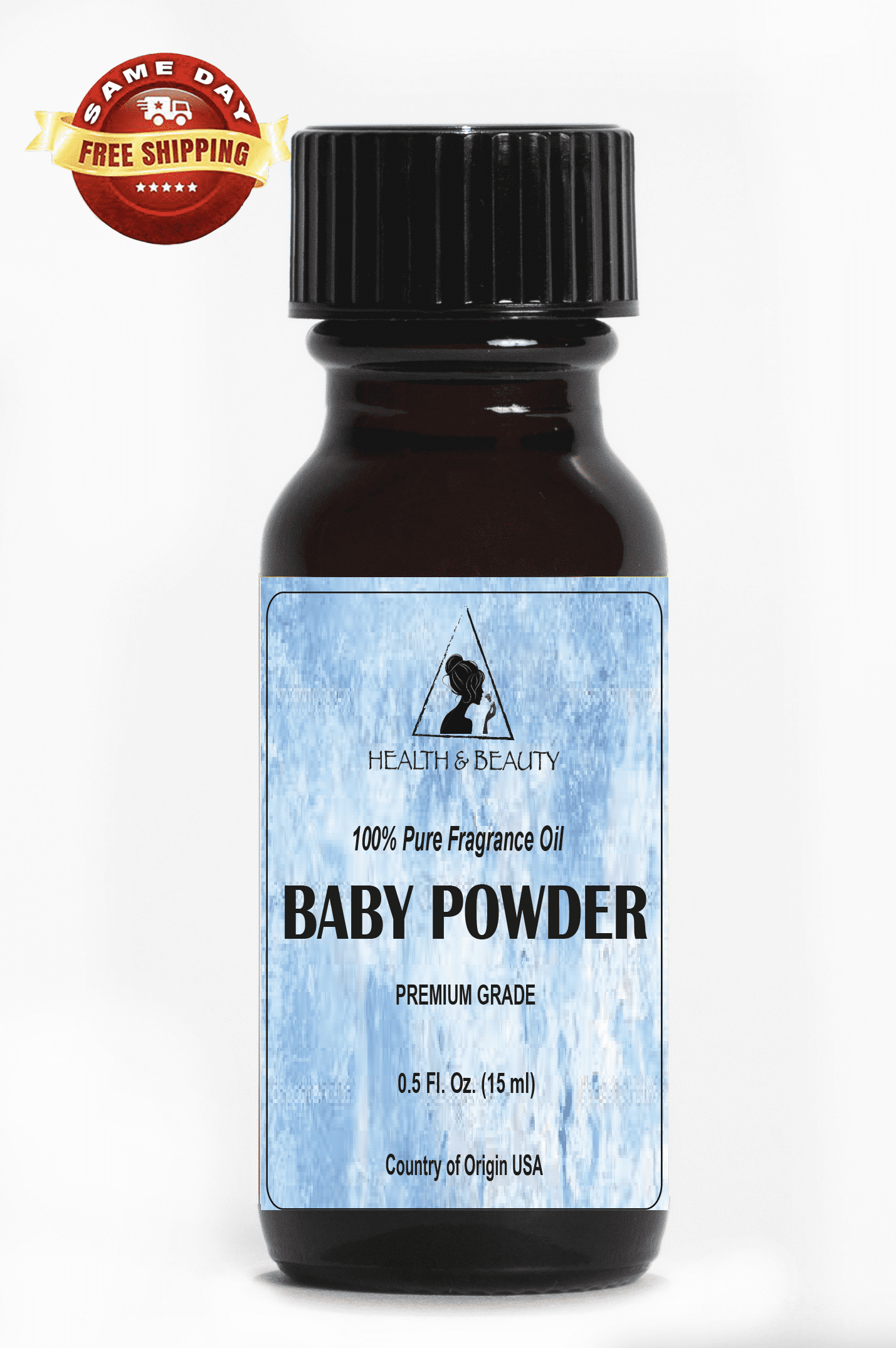 BABY POWDER FRAGRANCE OIL ORGANIC PREMIUM 100% PURE GLASS BOTTLE 0.5 OZ ...