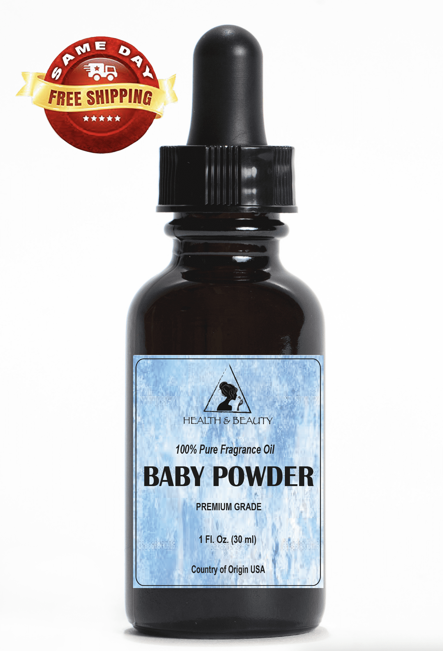 BABY POWDER FRAGRANCE OIL ORGANIC PREMIUM 100% PURE GLASS DROPPER 1.0 ...