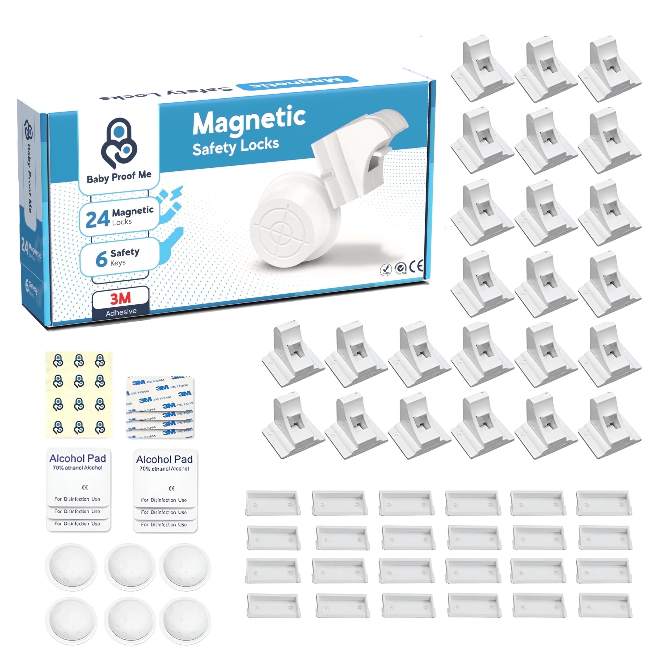 Baby Proof Me Magnetic Child Safety Cabinet Locks for Baby Proofing, 24 ...