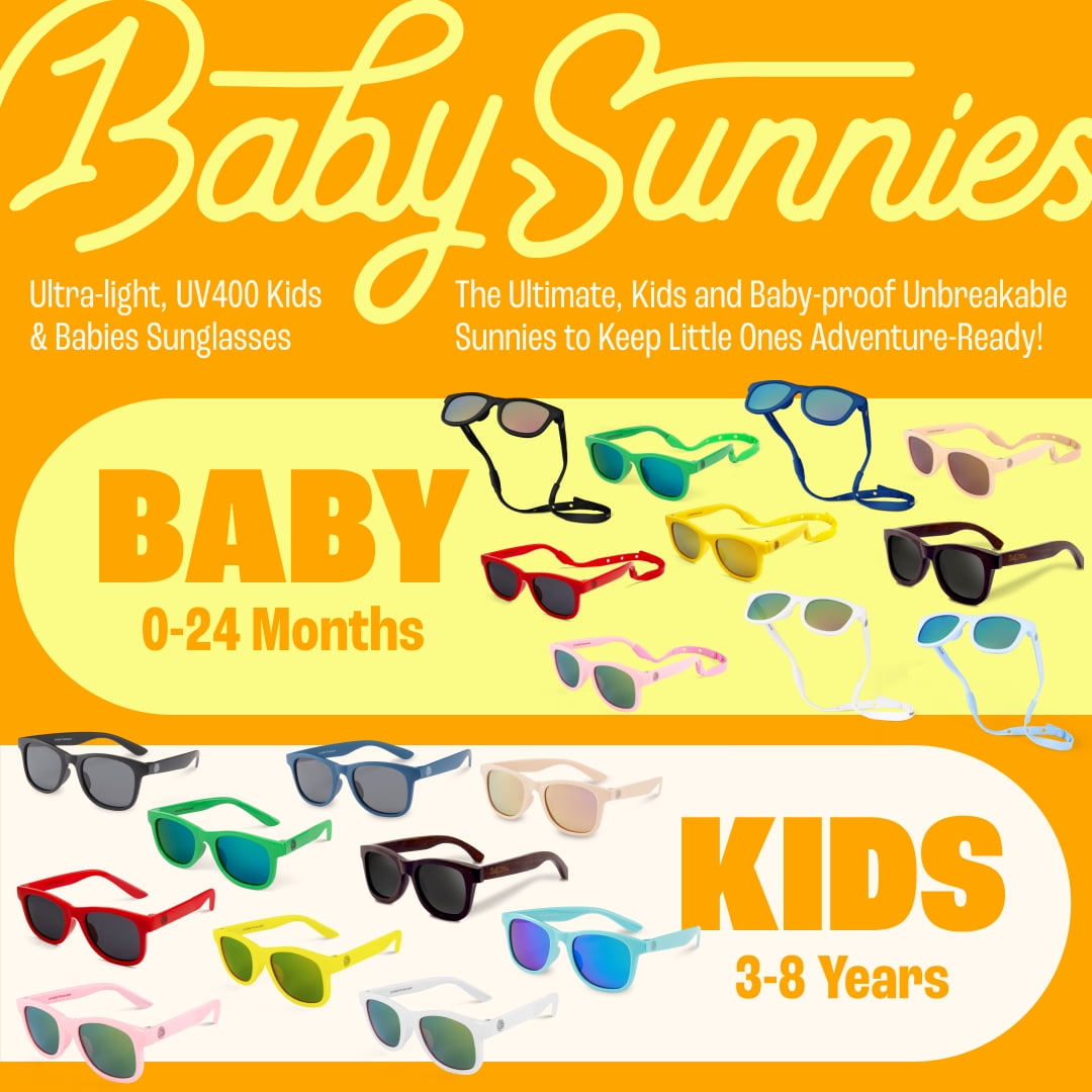 BABY SUNNIES Polarized Baby Sunglasses with Strap - 4 Pairs - Sky Blue ...