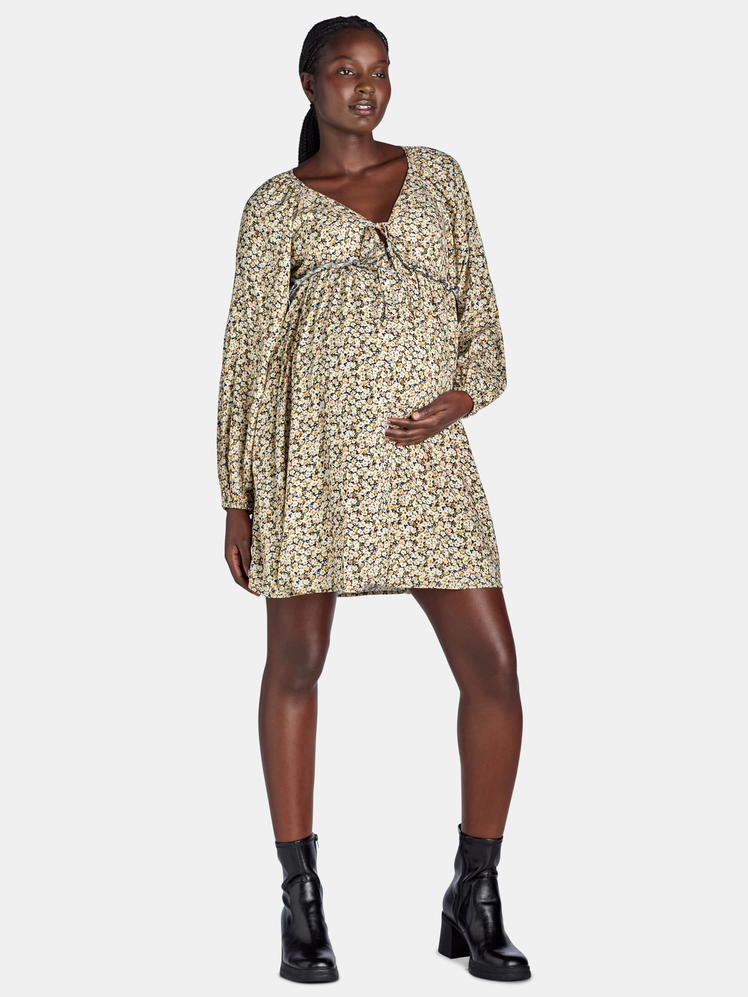 Destination Maternity Women’s Ruffle Floral Print Babydoll Dress, Sizes ...